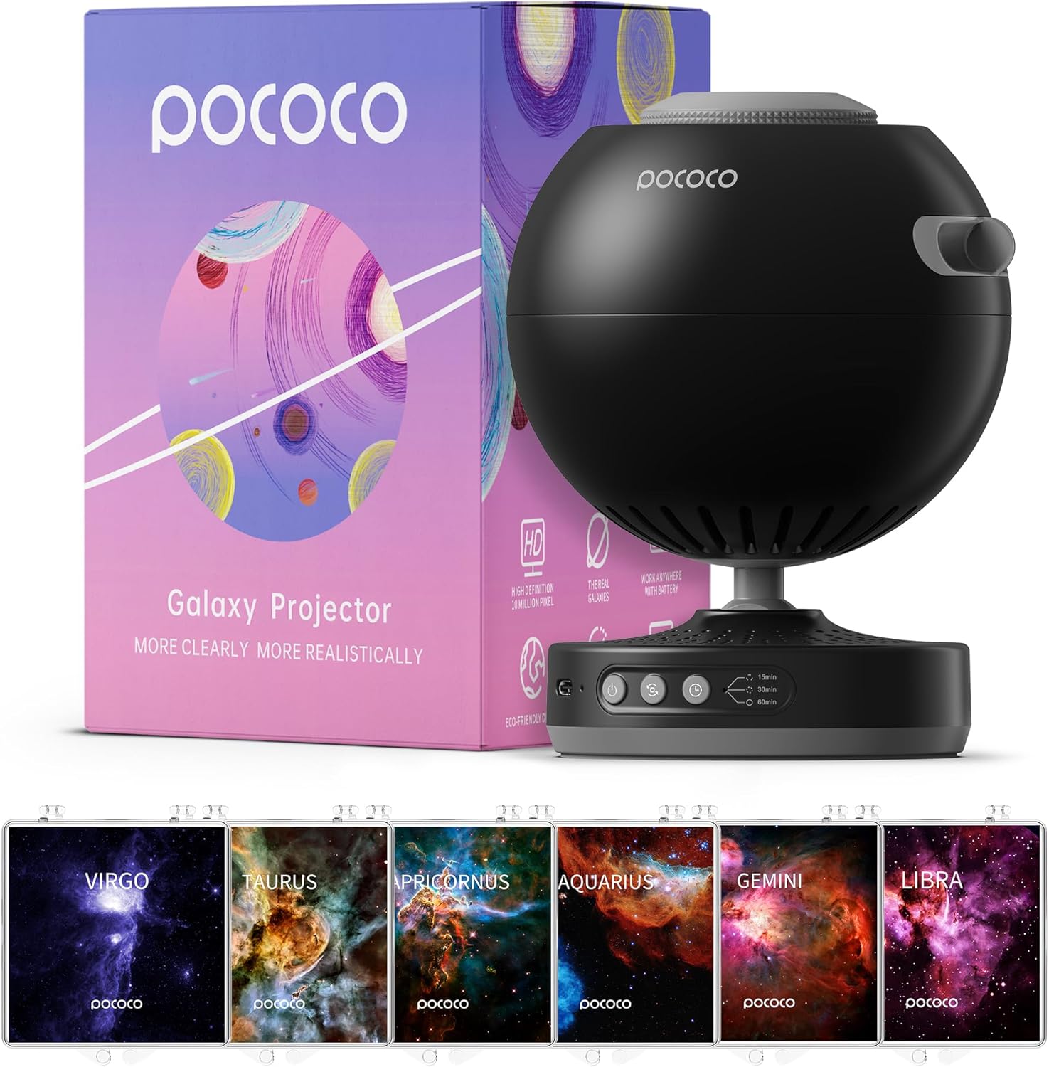 Amazon.com: POCOCO Galaxy Projector + Realistic Constellation-1 Discs ...