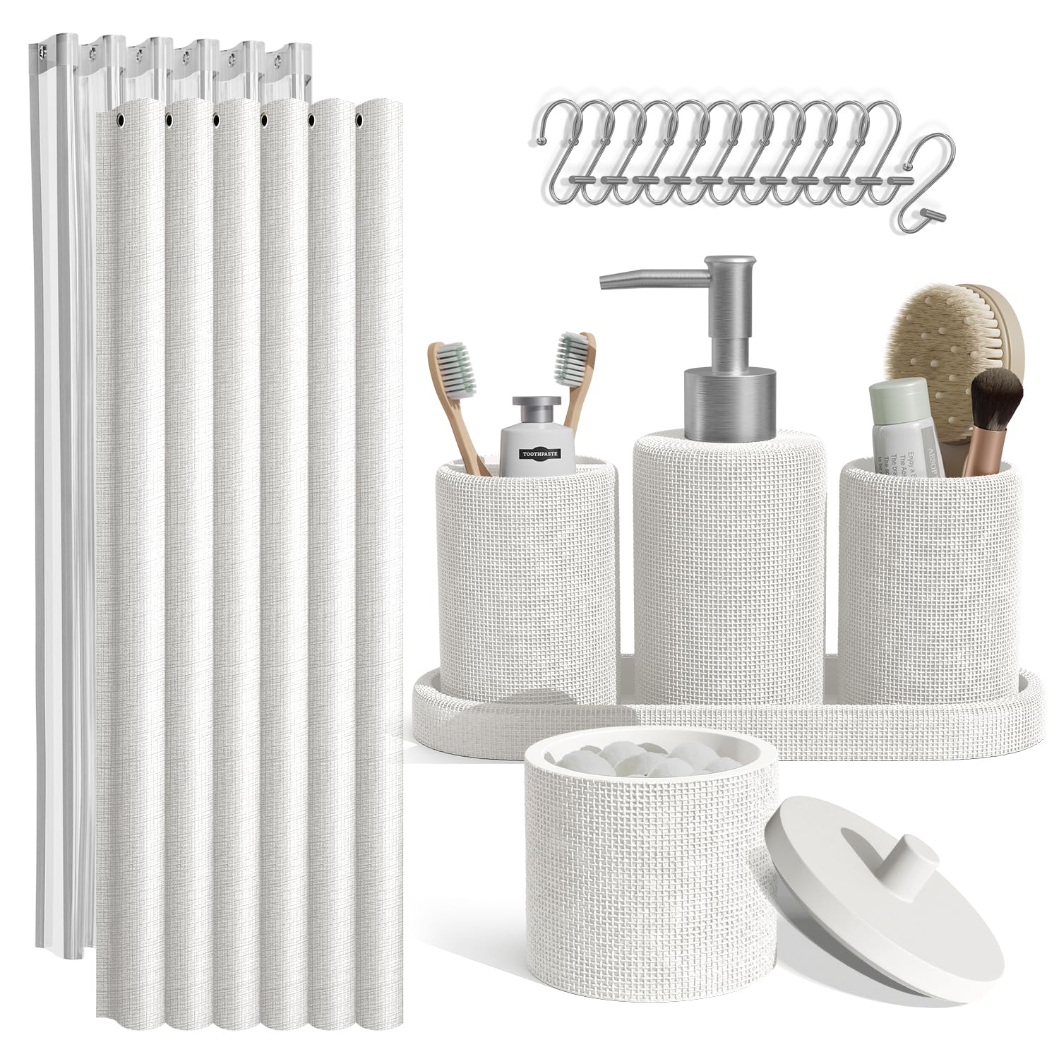 Amazon.com: Clara Clark Bathroom Set - White Bathroom Accessories Set ...