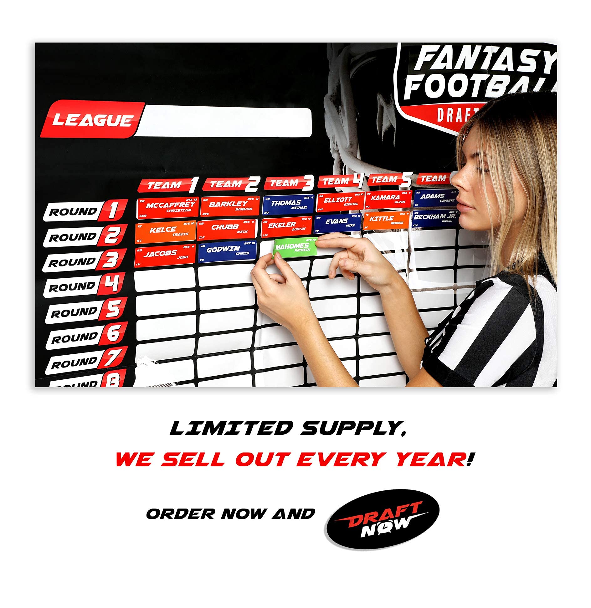 XL Fantasy Football Board XL Fantasy Football Draft Board Kit 2024-2025 ...