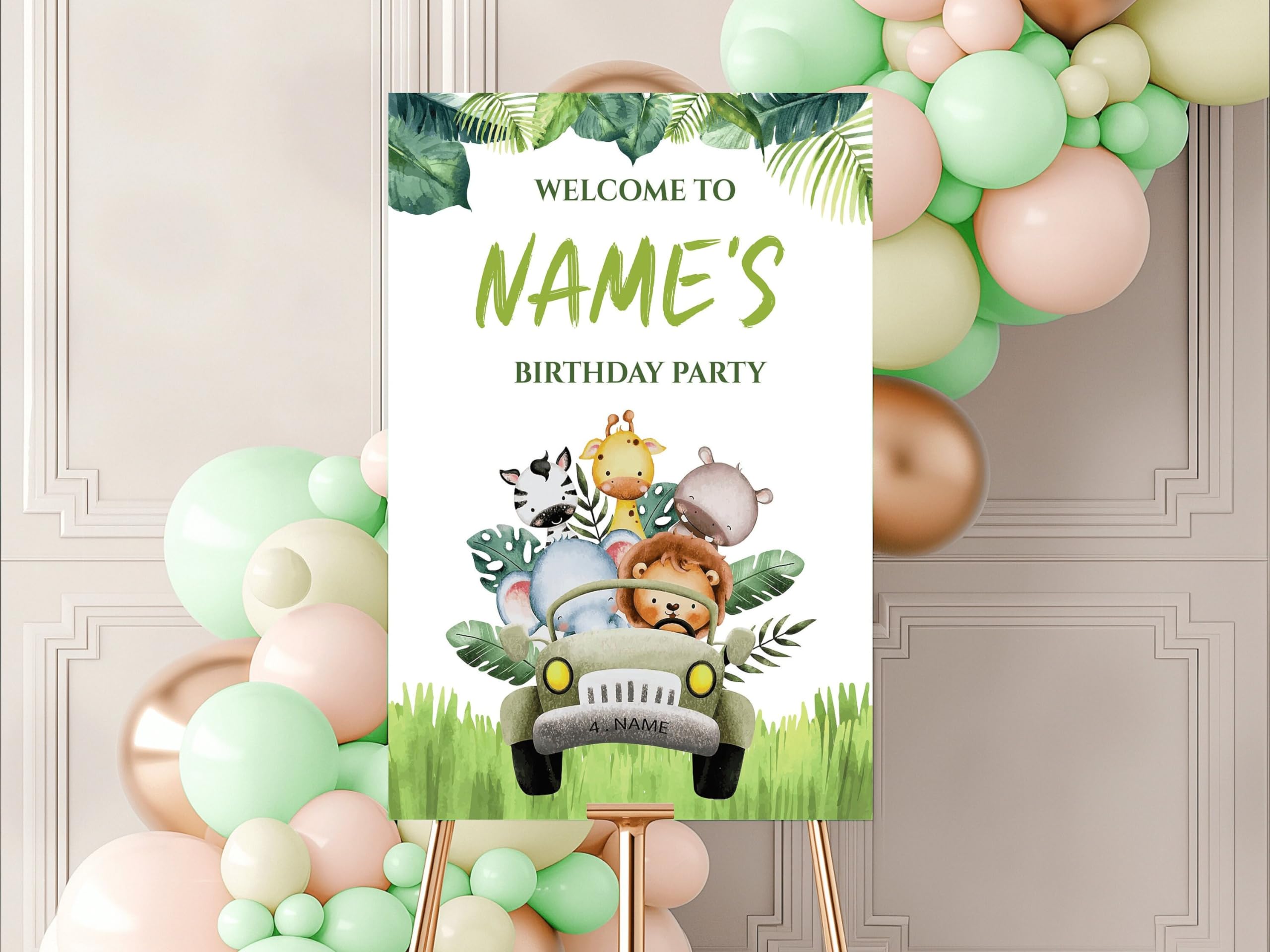 Animal Safari Birthday Party Welcome Sign, A1, A2, A3 or A4, Birthday ...