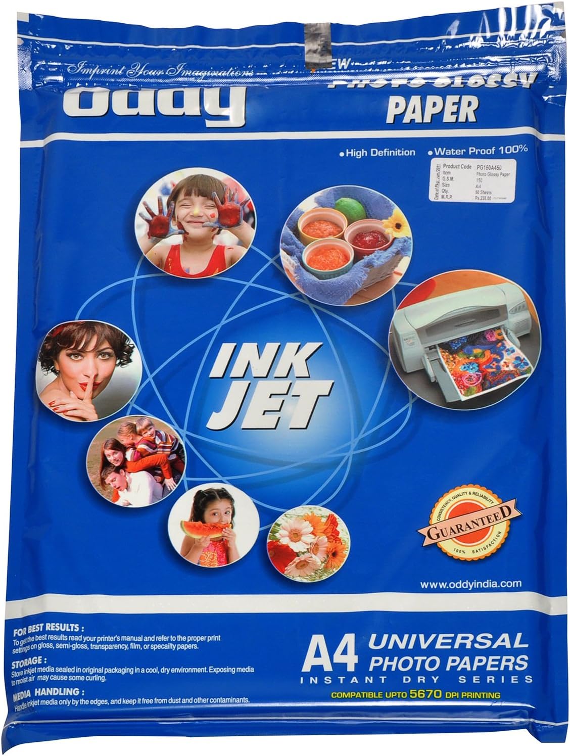 Oddy 173 GSM A4 Size Glossy Photo Paper – Universal Coated, Water Proof ...