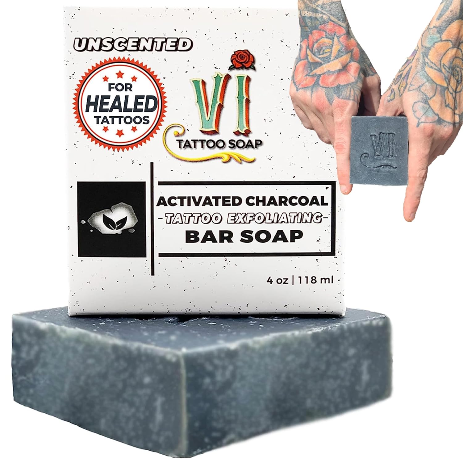 Amazon.com : VI Tattoo Soap Activated Charcoal Tattoo Exfoliating Soap ...
