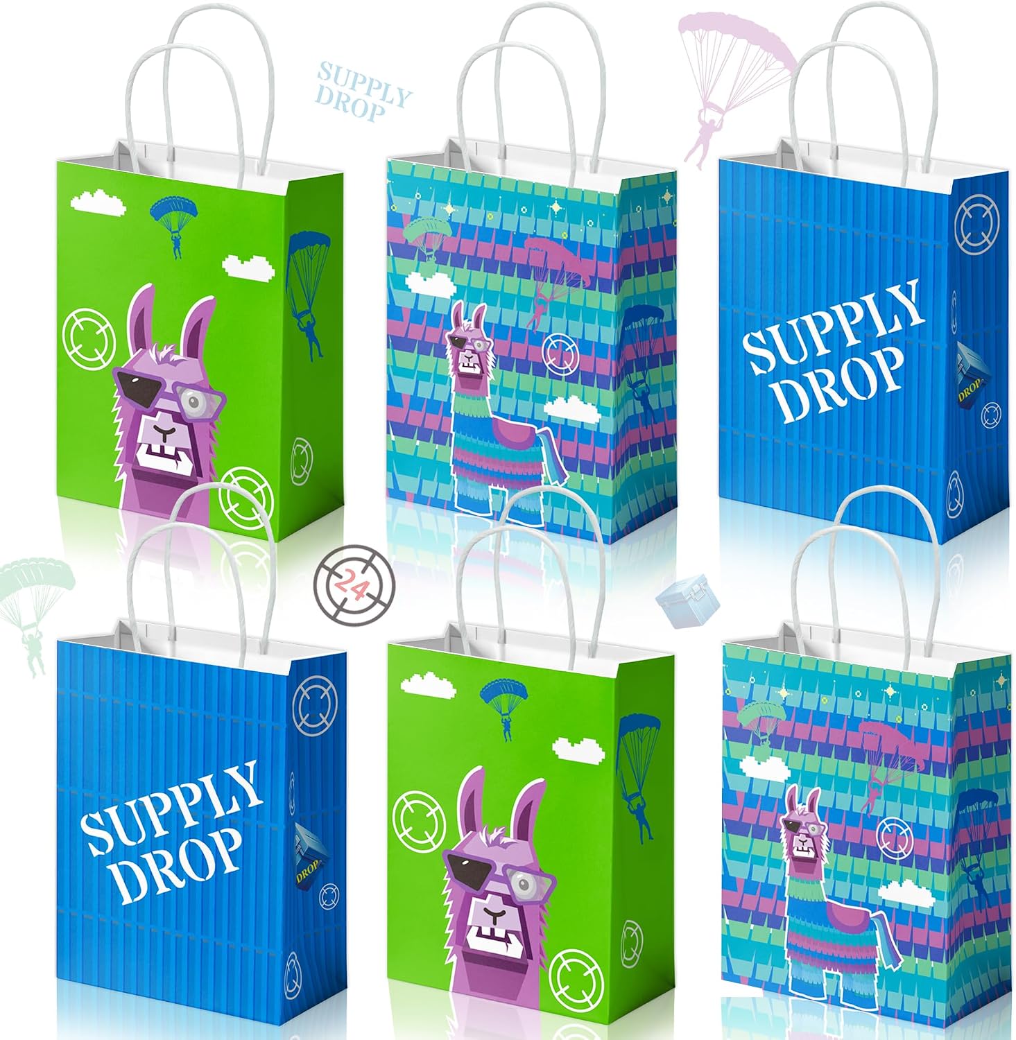 Amazon.com: Video Game Gift Bags 24PCS Llama Goodie Bags with Handles ...