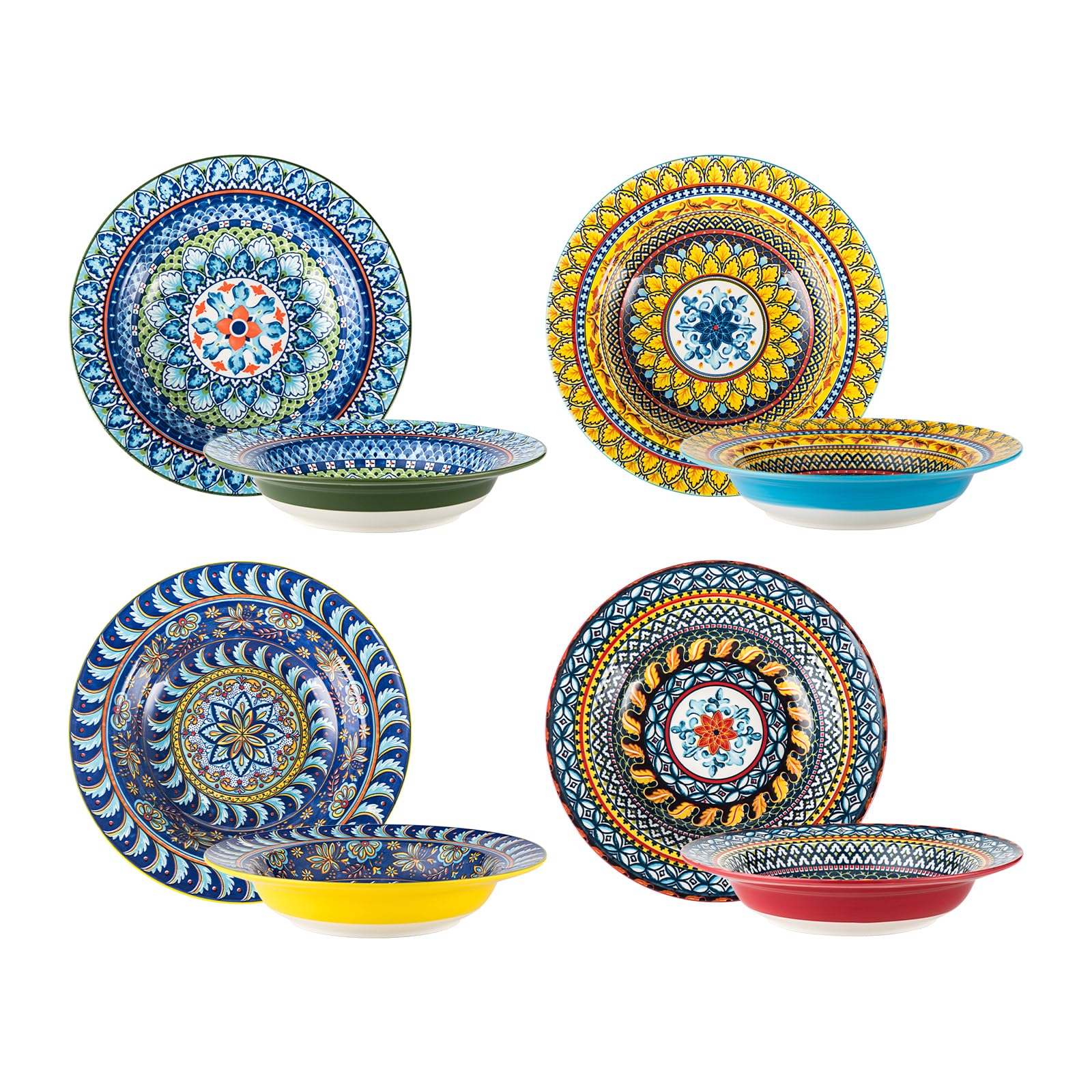 HENXFEN LEAD Soup Plates Porcelain, Set of 4 Soup Bowls Pasta Plates ...