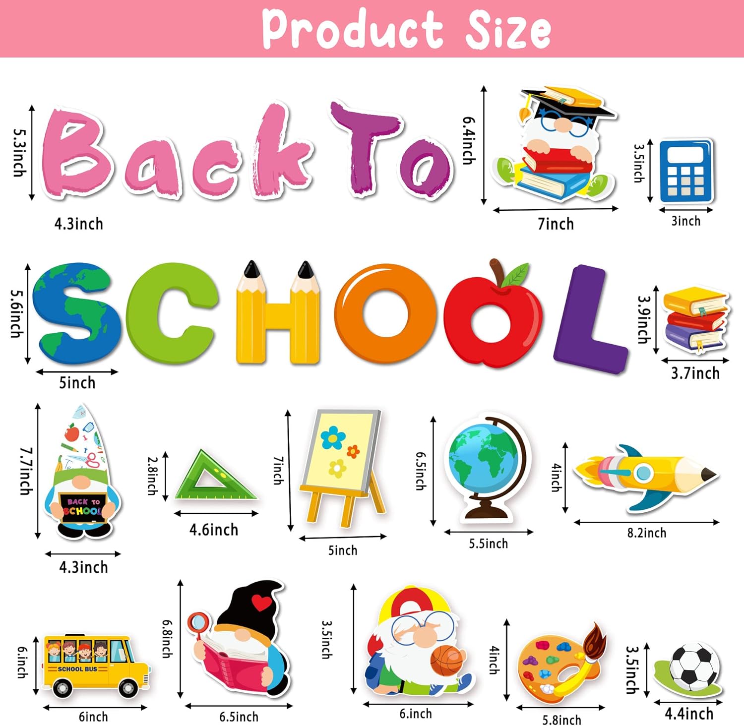 Haooryx 69Pcs Back to School Gnome Bulletin Board Decoration Set ...