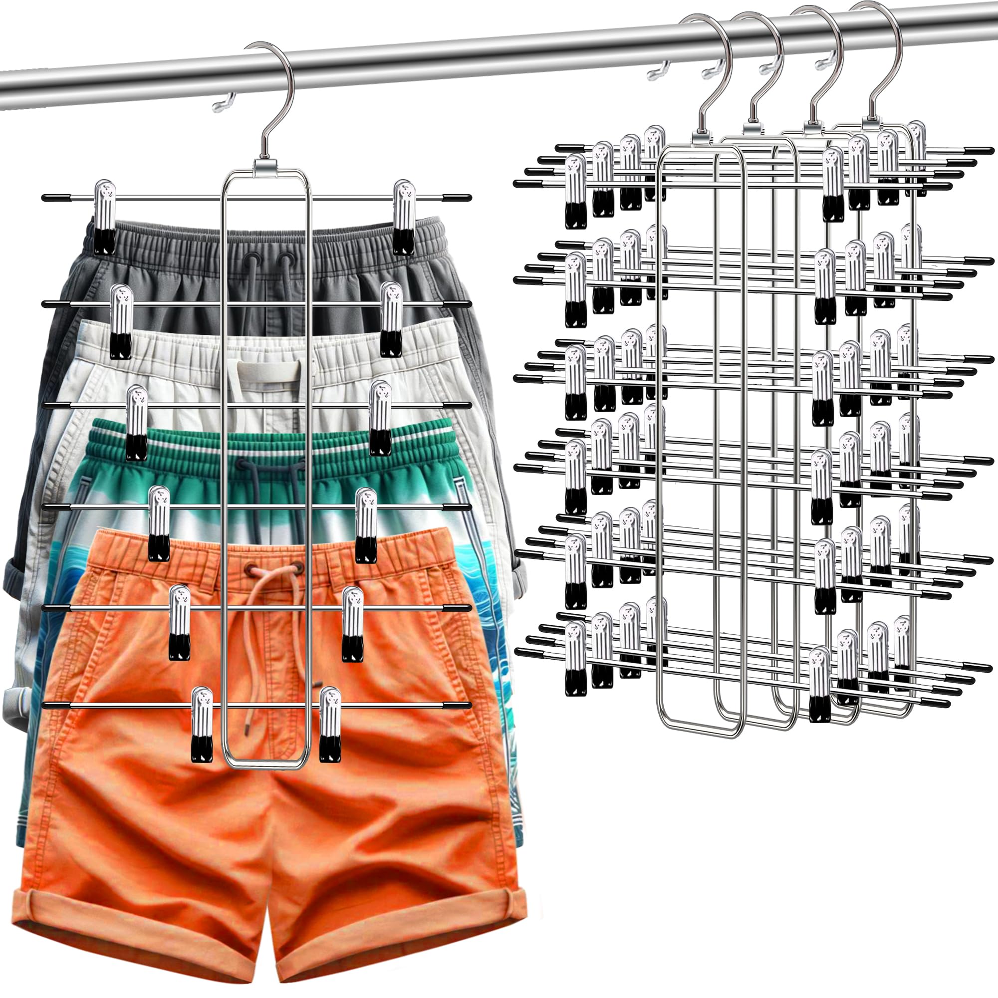 Amazon.com: 4 Pack Pants-Hangers-Space-Saving,College-Dorm-Room ...