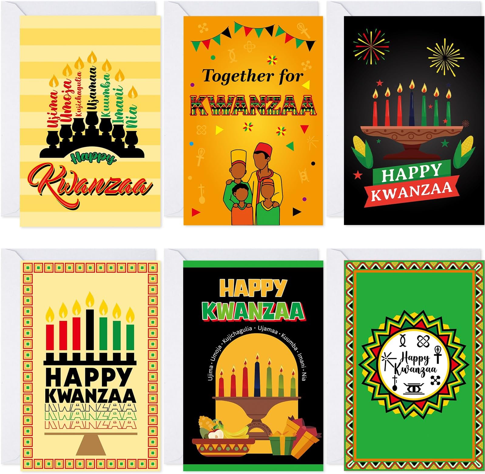 Amazon.com : ceiba tree 24 Pack Kwanzaa Cards American Annual ...
