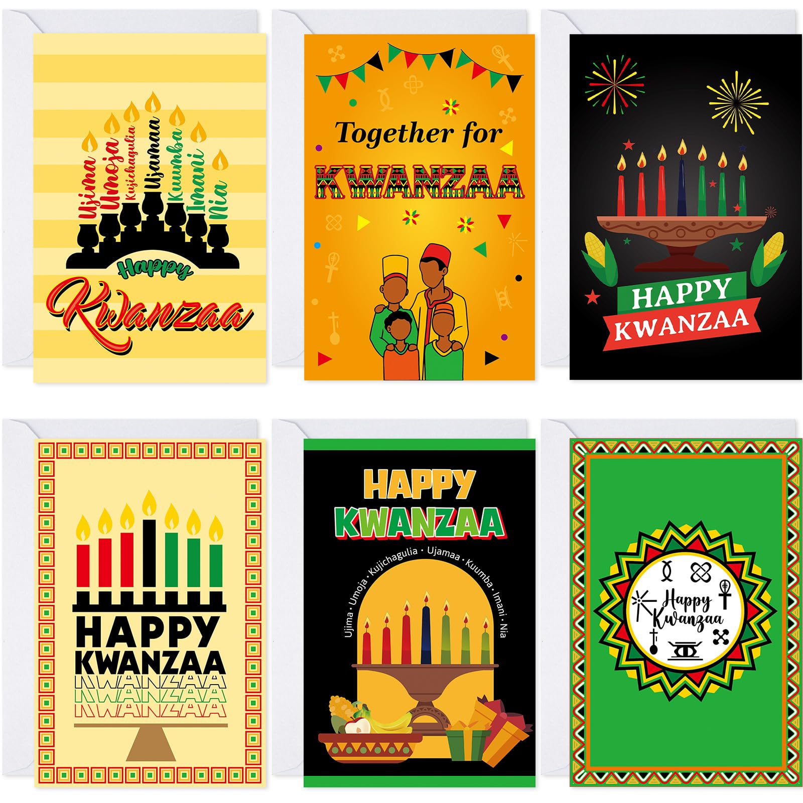 Amazon.com : ceiba tree 24 Pack Kwanzaa Cards American Annual ...
