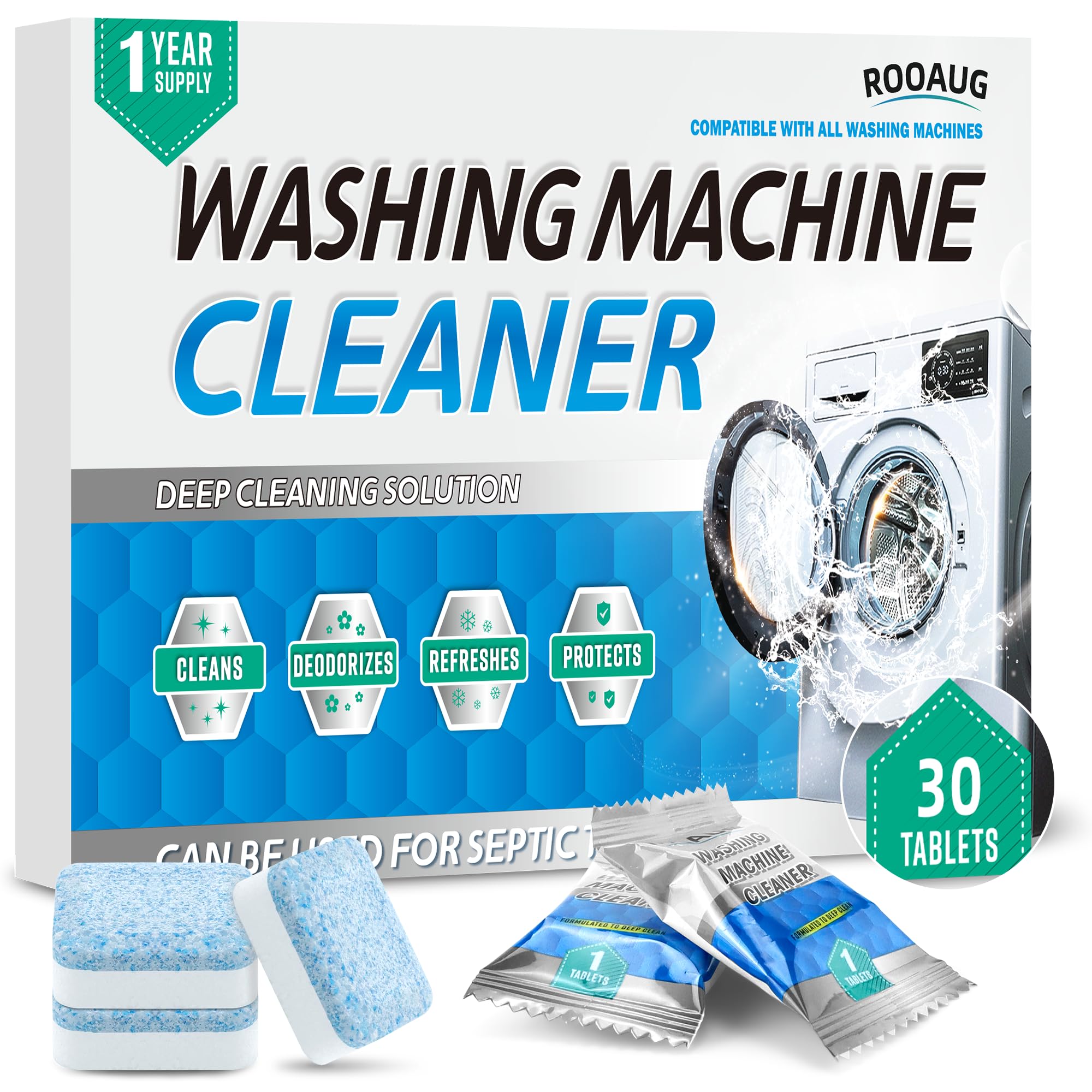 Amazon.com: ROOAUG Washing Machine Cleaner Tablets-30 Counts,Laundry ...
