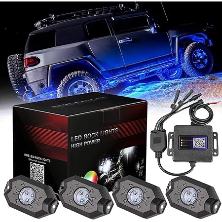 Amazon.com: RGB LED Rock Light, Moso LED 4 RGB LED Pods Multicolor Neon ...