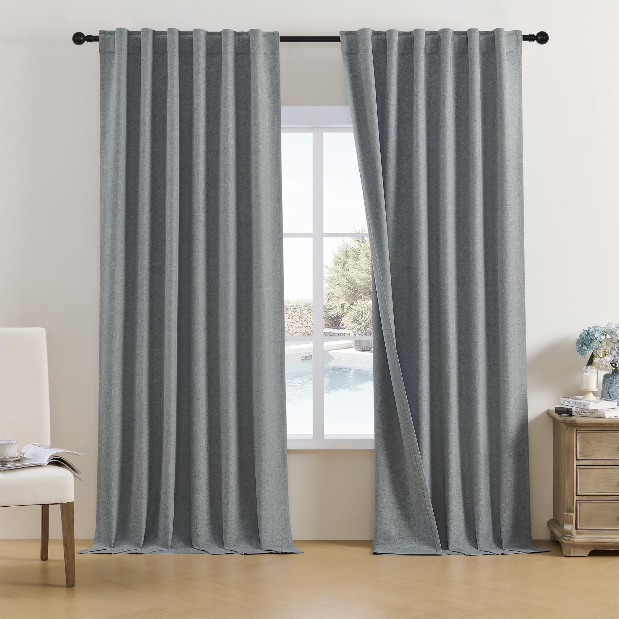 Amazon.com: DUALIFE Extra Long Curtains 120 Inch Length,Back Tab and ...