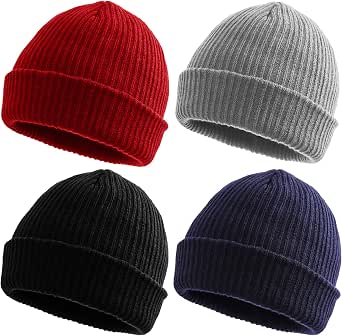 AoOnZan Lot de 4 bonnets d'hiver doux et extensibles pour homme et ...