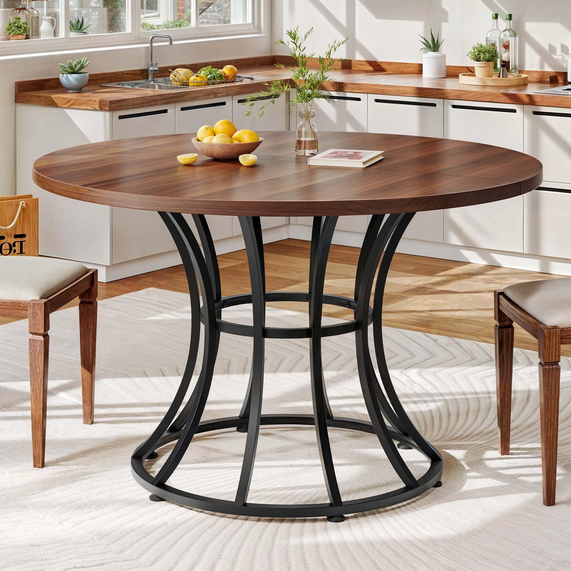 Amazon.com: DWVO Round Dining Table for 4-6 People 45.27 Inch Large ...