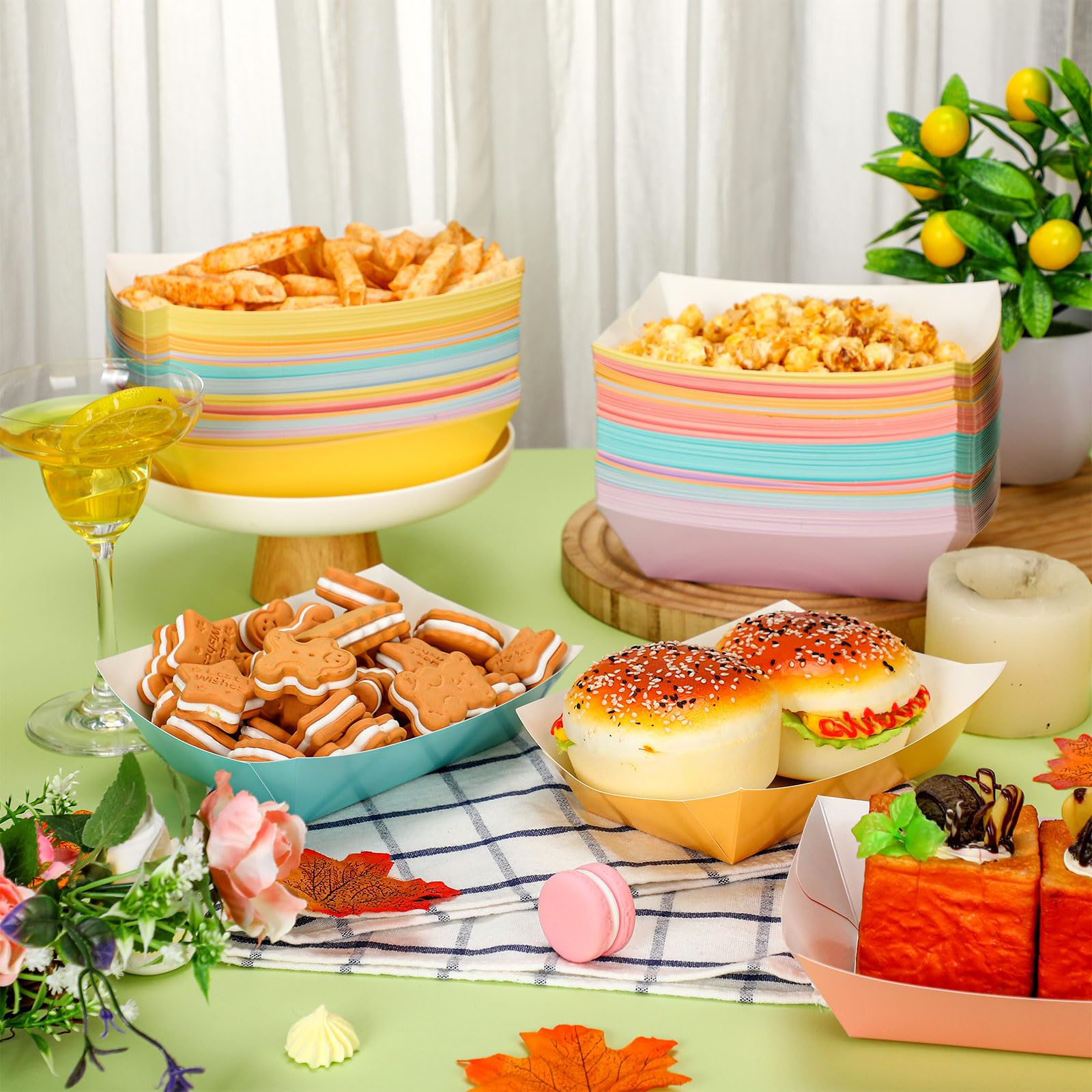 Snapklik.com : 120 Pcs 3Lb Colorful Paper Food Trays Disposable Nacho ...
