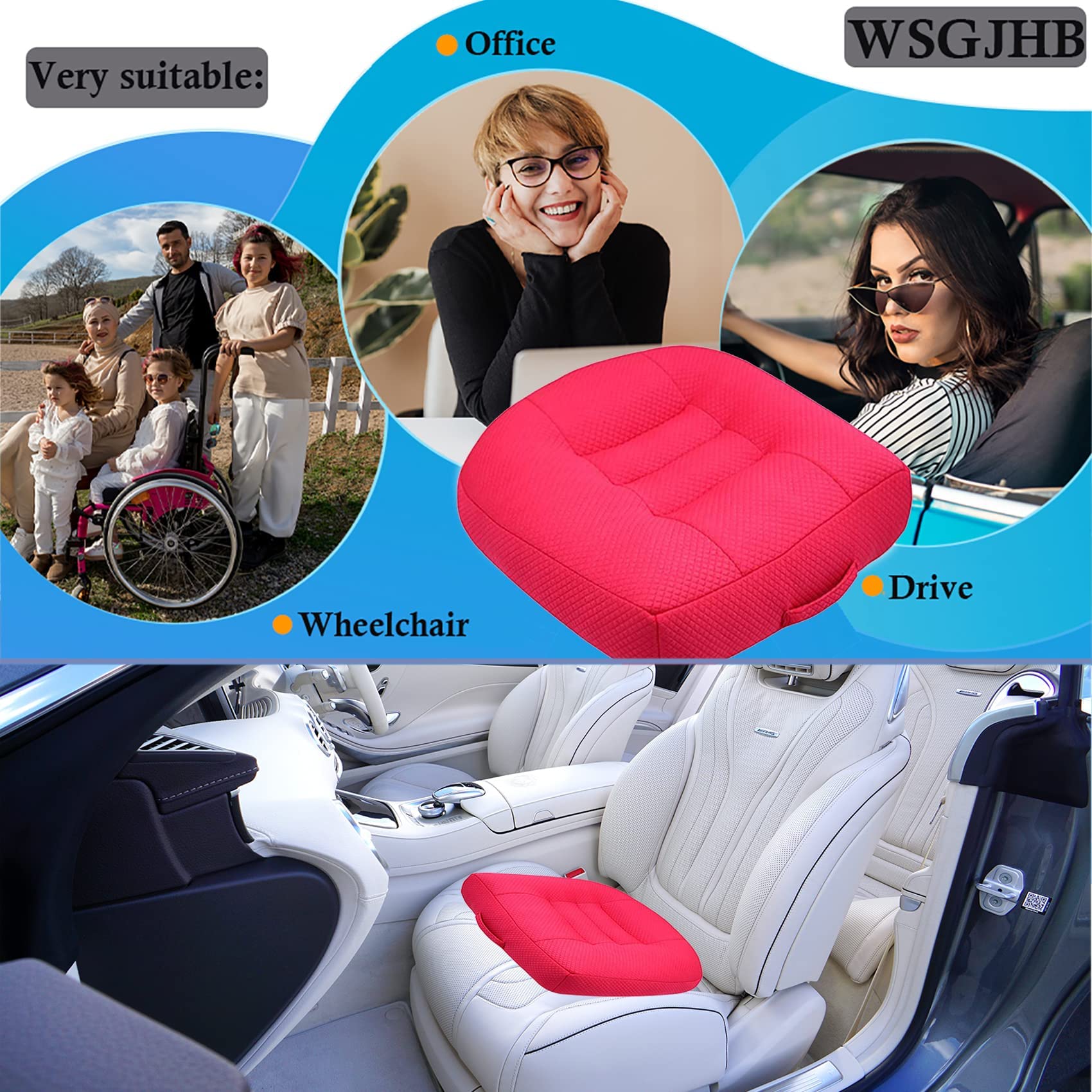 WSGJHB Seat Cushion Pillow for Office Chair/Car, Comfort Car Booster ...