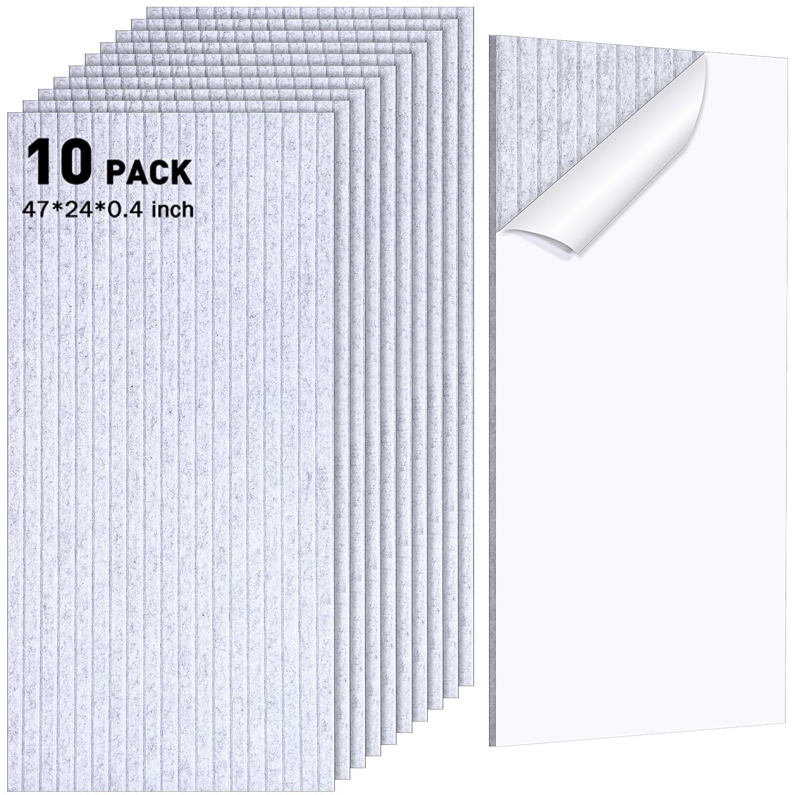Snapklik.com : 10 Pack Light Gray Acoustic Panels Large Soundproof Wall ...
