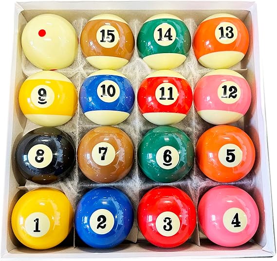 Pool Table Billiard Ball Set - Regulation Size 2-1/4" Full 16 Pool Ball ...