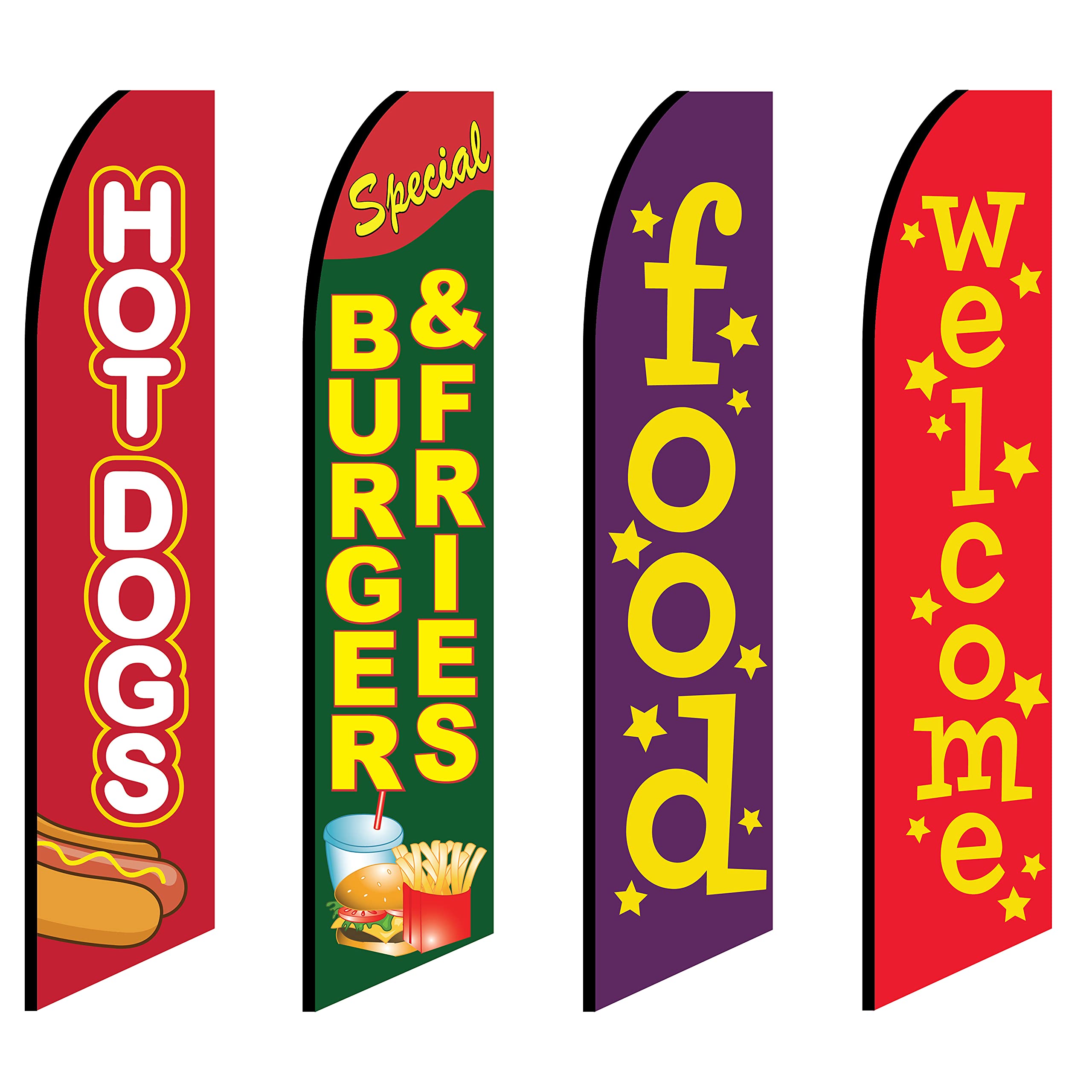 Amazon.com : 4 Swooper Flags Hot Dogs Burgers Fries Restaurant Food ...