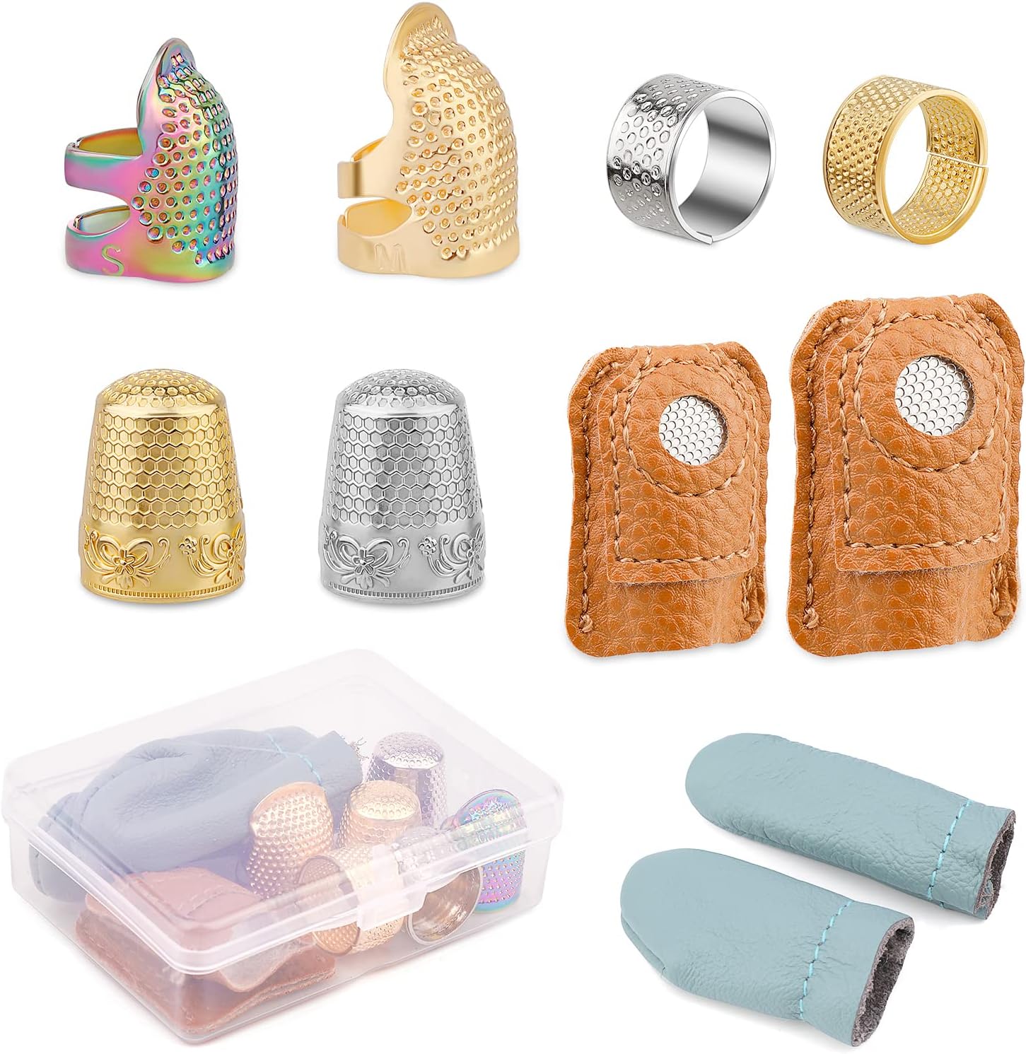 Amazon.com: 10pcs Hand-Working Sewing Thimble, Metal Finger Shield Ring ...