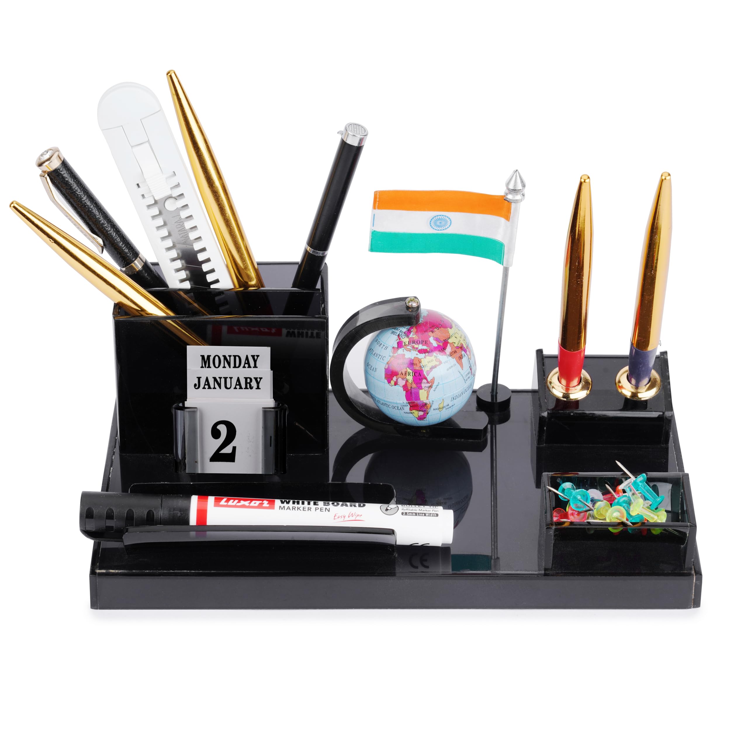 panku® Acrylic Flag Pen Stand For Office Study Table Stylish ...