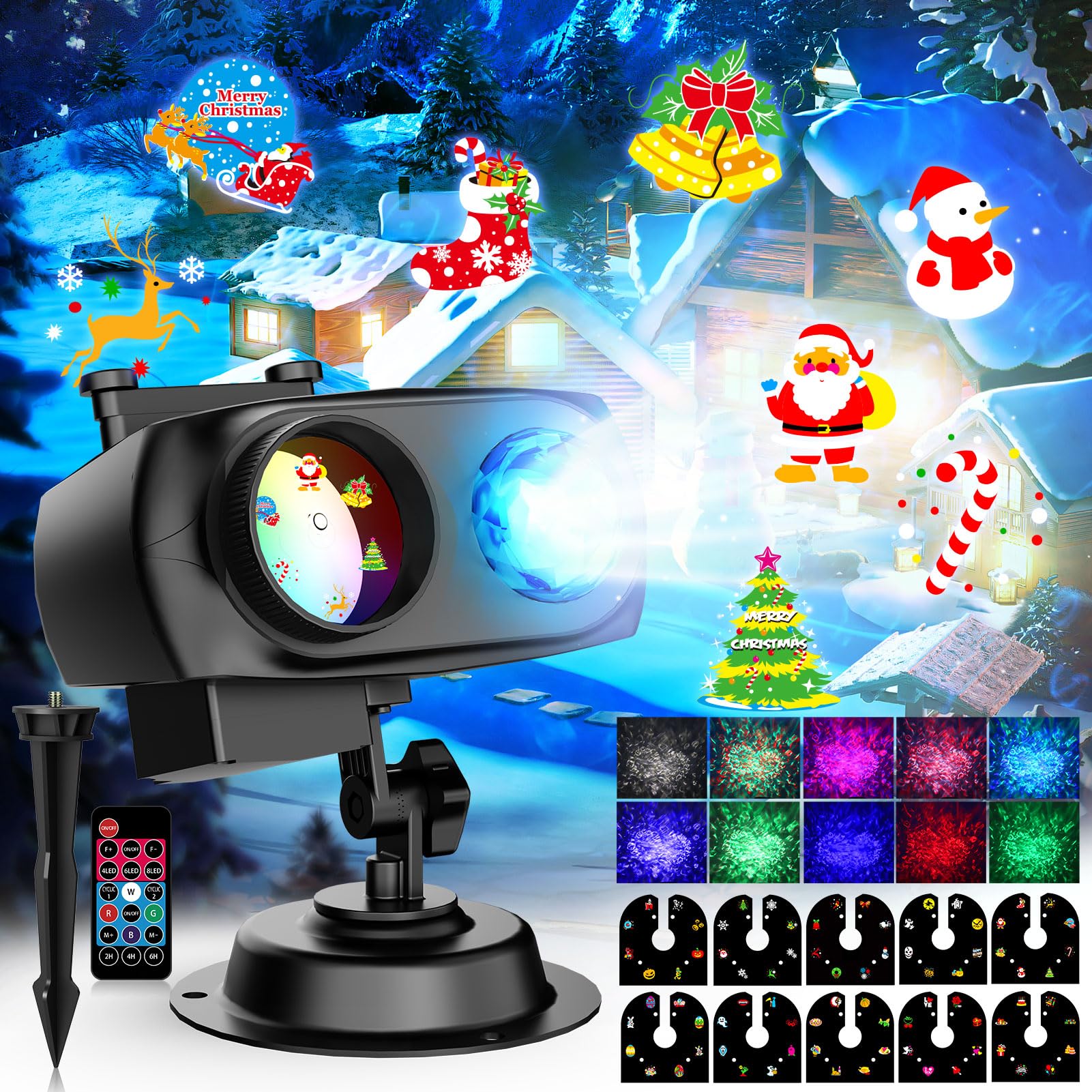 Amazon.com: Christmas Projector Lights Outdoor Decor, 10HD Slides & 10 ...