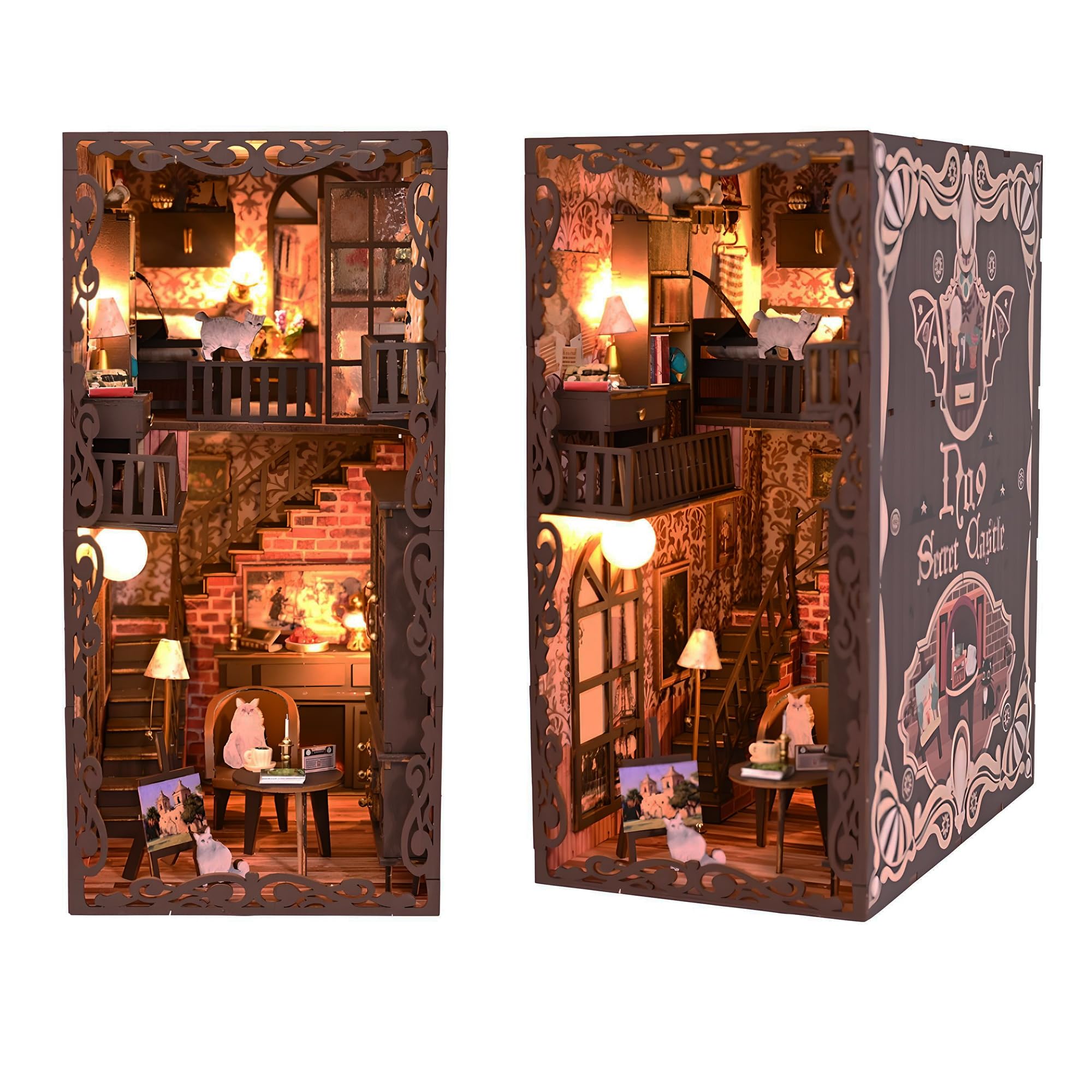 Amazon.com: MUSEGDN DIY Miniature Book Nook Kit with LED Lights – 3D ...