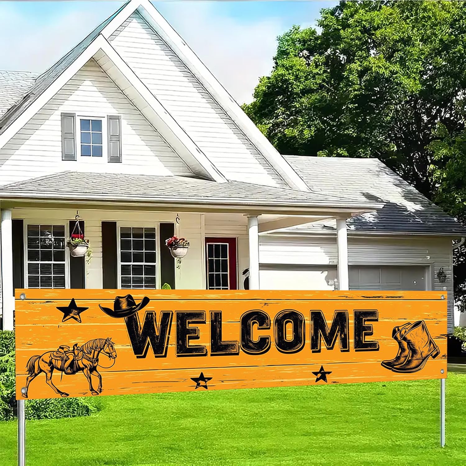 Amazon.com: BlissYard Western Welcome Banner 118x20 Inch Cowboy Welcome ...