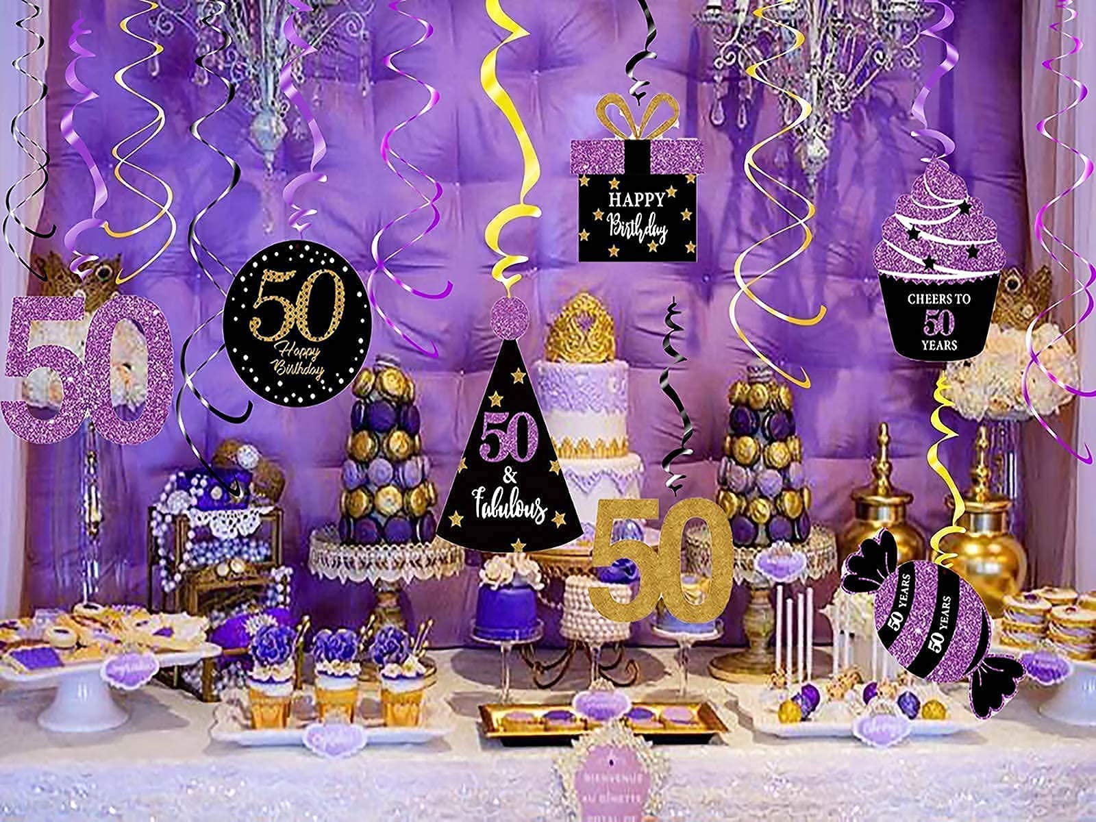 Purple Black And Gold Birthday Decorations Happy Birthday Birthday