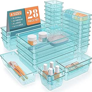 Amazon.com: StorMiracle 28 PCS Clear Plastic Drawer Organizers Set, 4 ...