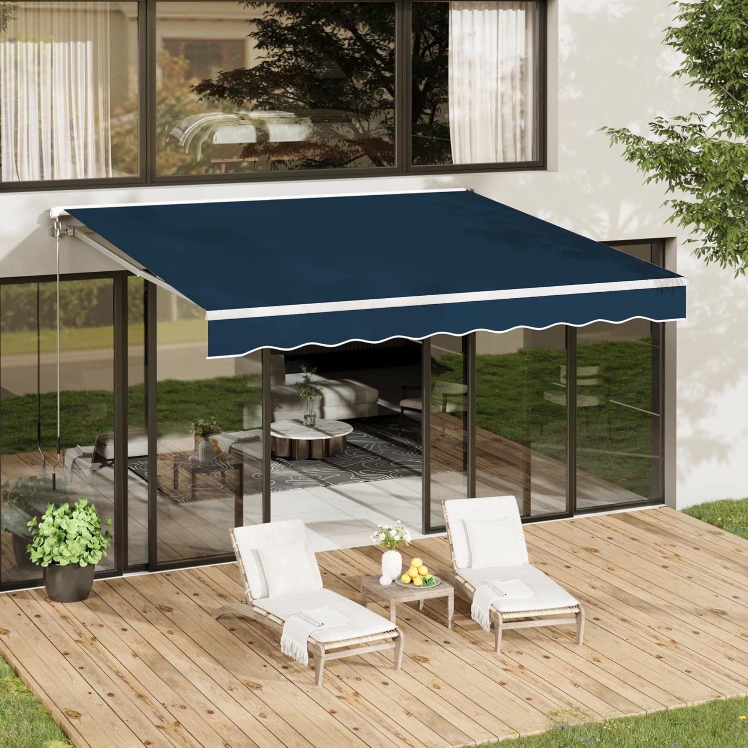 Amazon.com : AECOJOY 13'×8' Awnings for Patio, Retractable Awning Sun ...