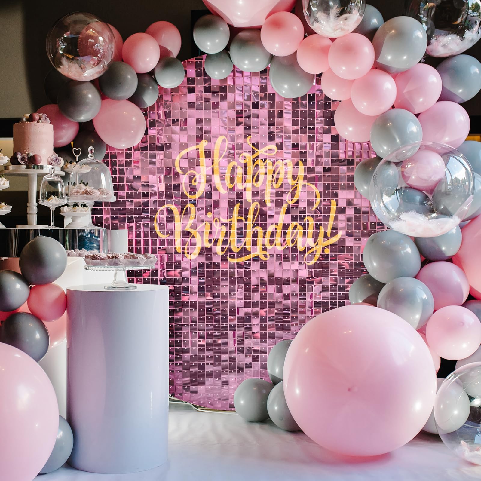 Amazon.com : 24 Pcs Pink Shimmer Wall Backdrop Panels - 4FT x 6FT Pink ...