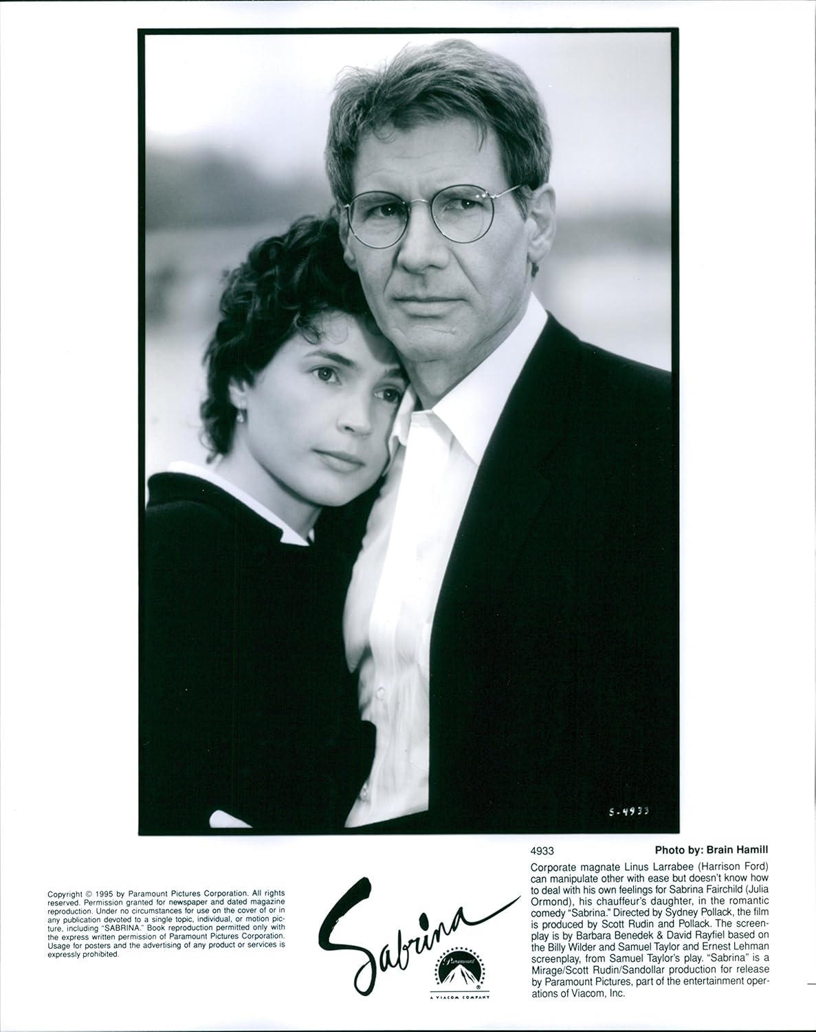 Amazon.com: Vintage photo of Harrison Ford as Linus Larrabee with Julia ...