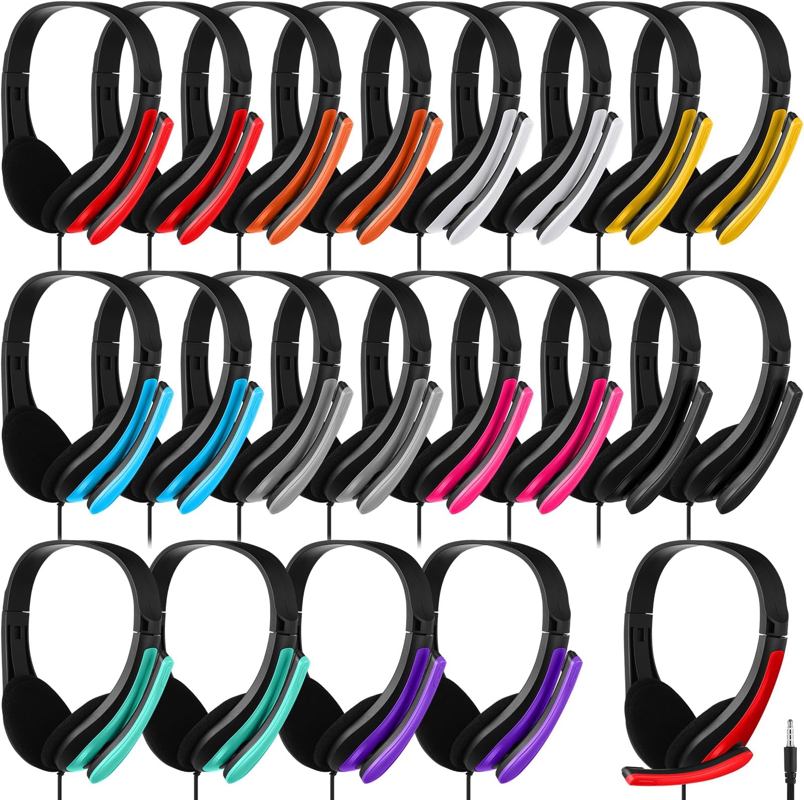 Amazon.com: Yunsailing 20 Pack Bulk Classroom Headphones with ...