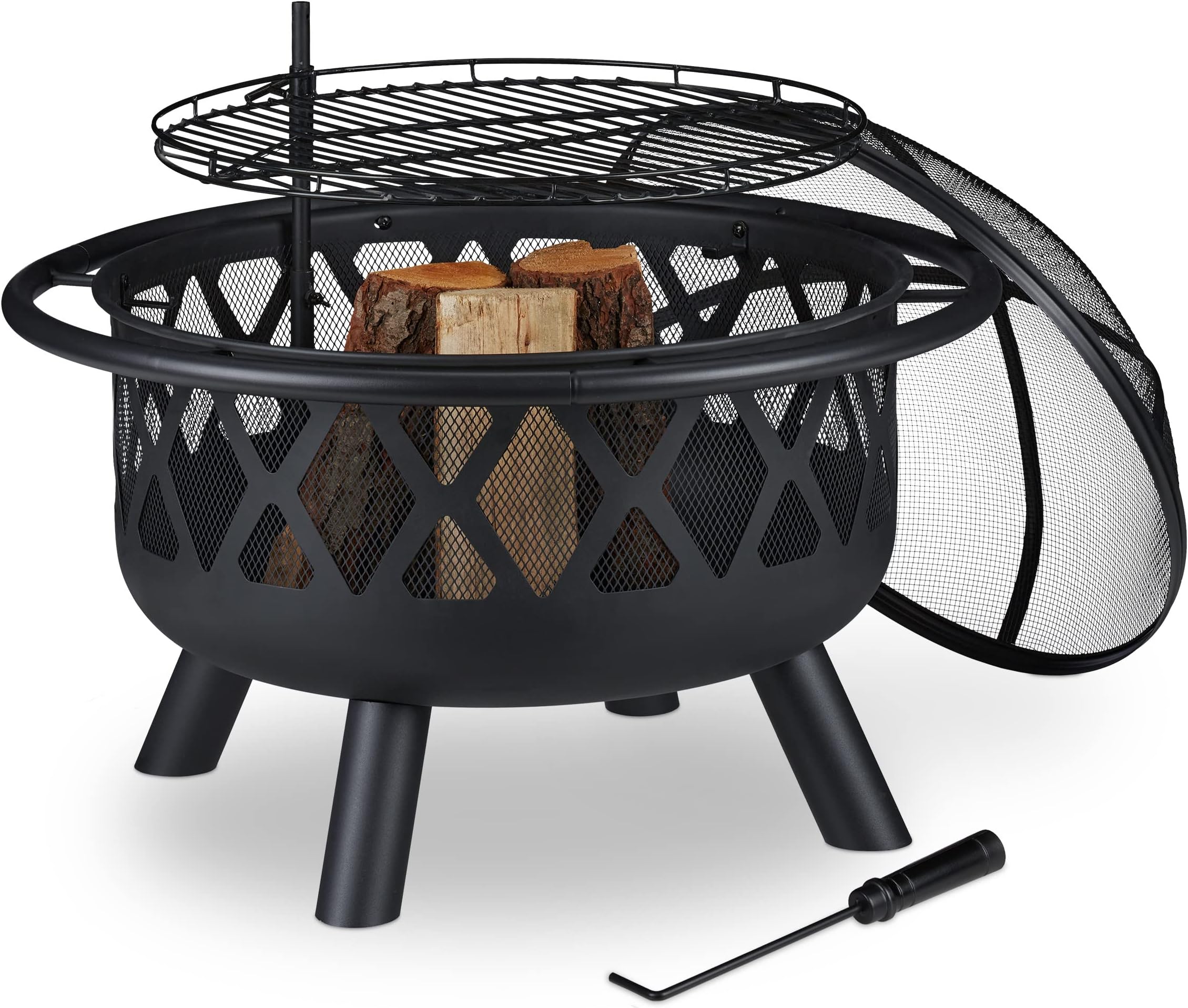 Amazon Basics Steel Round Lattice Fire Pit, 60 cm (23.5 Inches ...