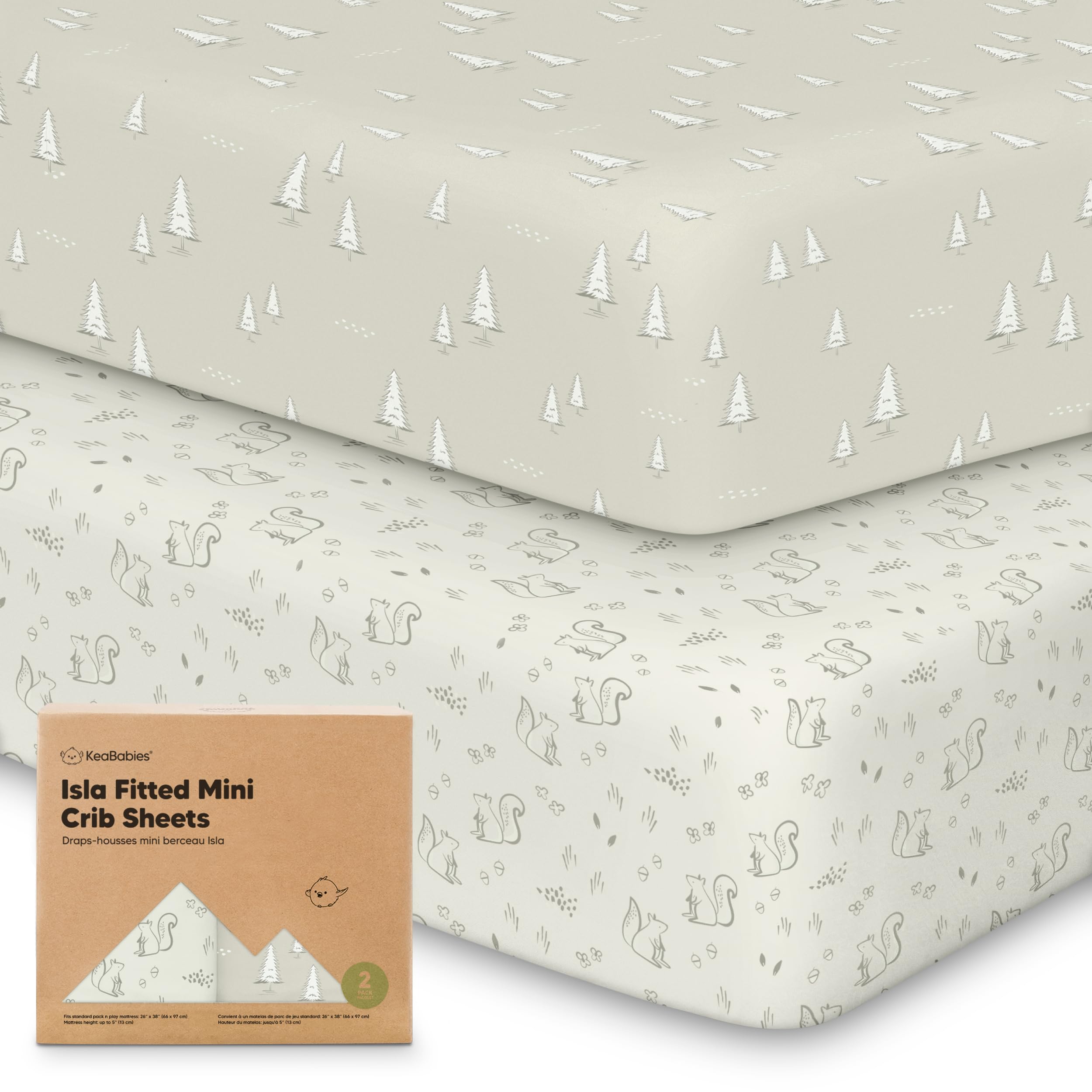 Amazon.com: Pack and Play Sheets Fitted, 2-Pack Mini Crib Sheets - Pack ...
