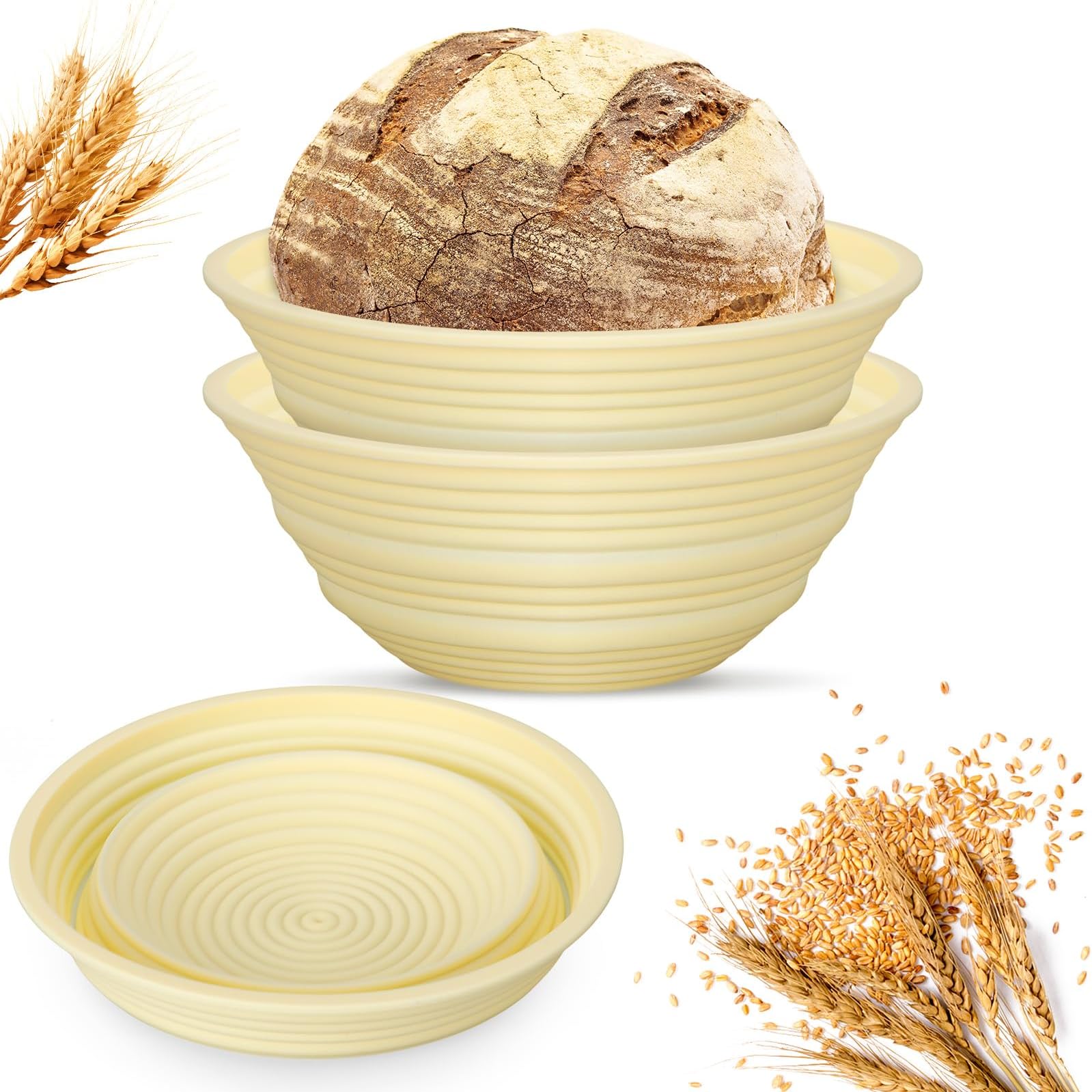 Amazon.com: 2Pcs Bread Proofing Basket Silicone, Collapsible Sourdough ...