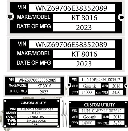 Amazon.com: 4-8 Days Delivery - Upgraded - Vin Plates for Trailers ...