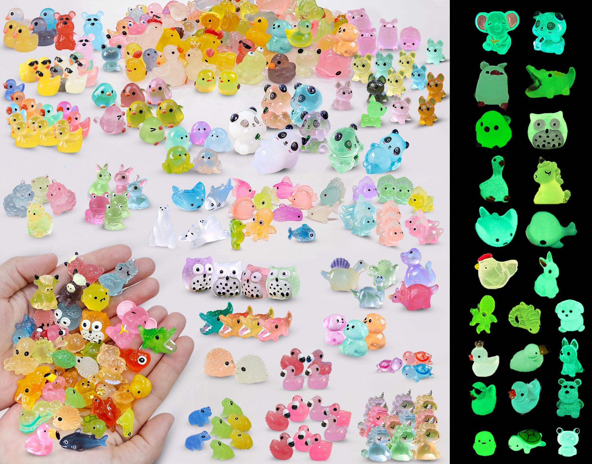 Amazon.com: SparkleFab Luminous Mini Resin Animals 250Pcs Tiny Animals ...