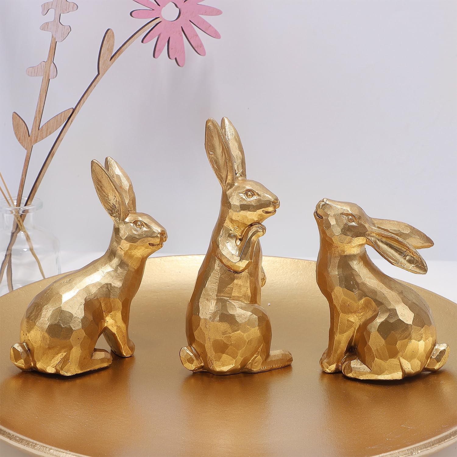 Amazon.com: GOODSTART Ceramic Bunny Rabbits Figurine Decor, Porcelain ...
