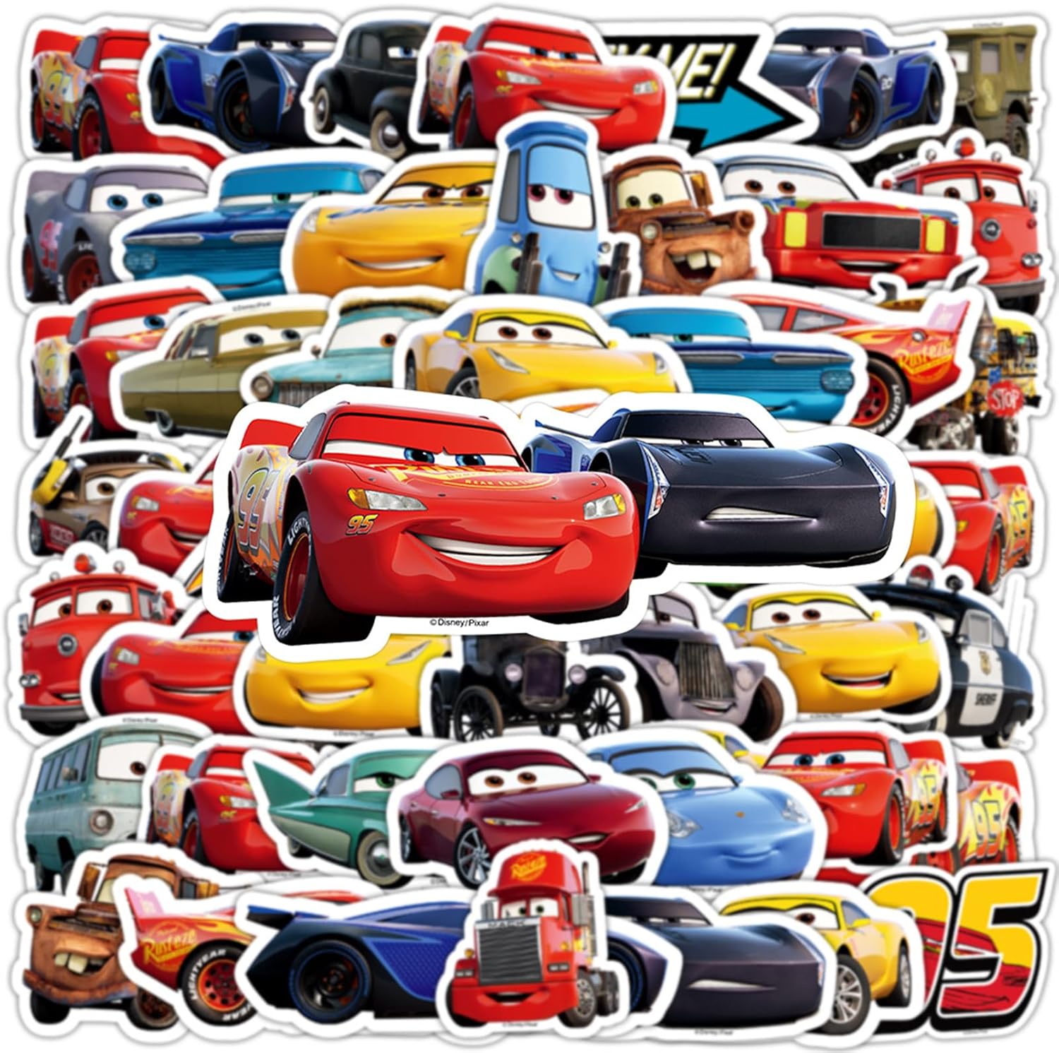Amazon.com: 50 Pcs Cartoon Movie Cars Stickers for Water Bottle ...