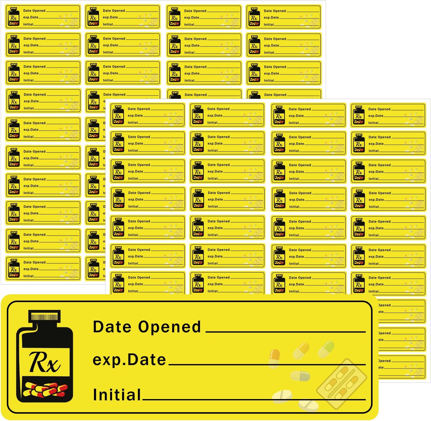 1000 Pcs Date Opened/Expired Stickers 1.5 x 0.5 Inch - Medication ...