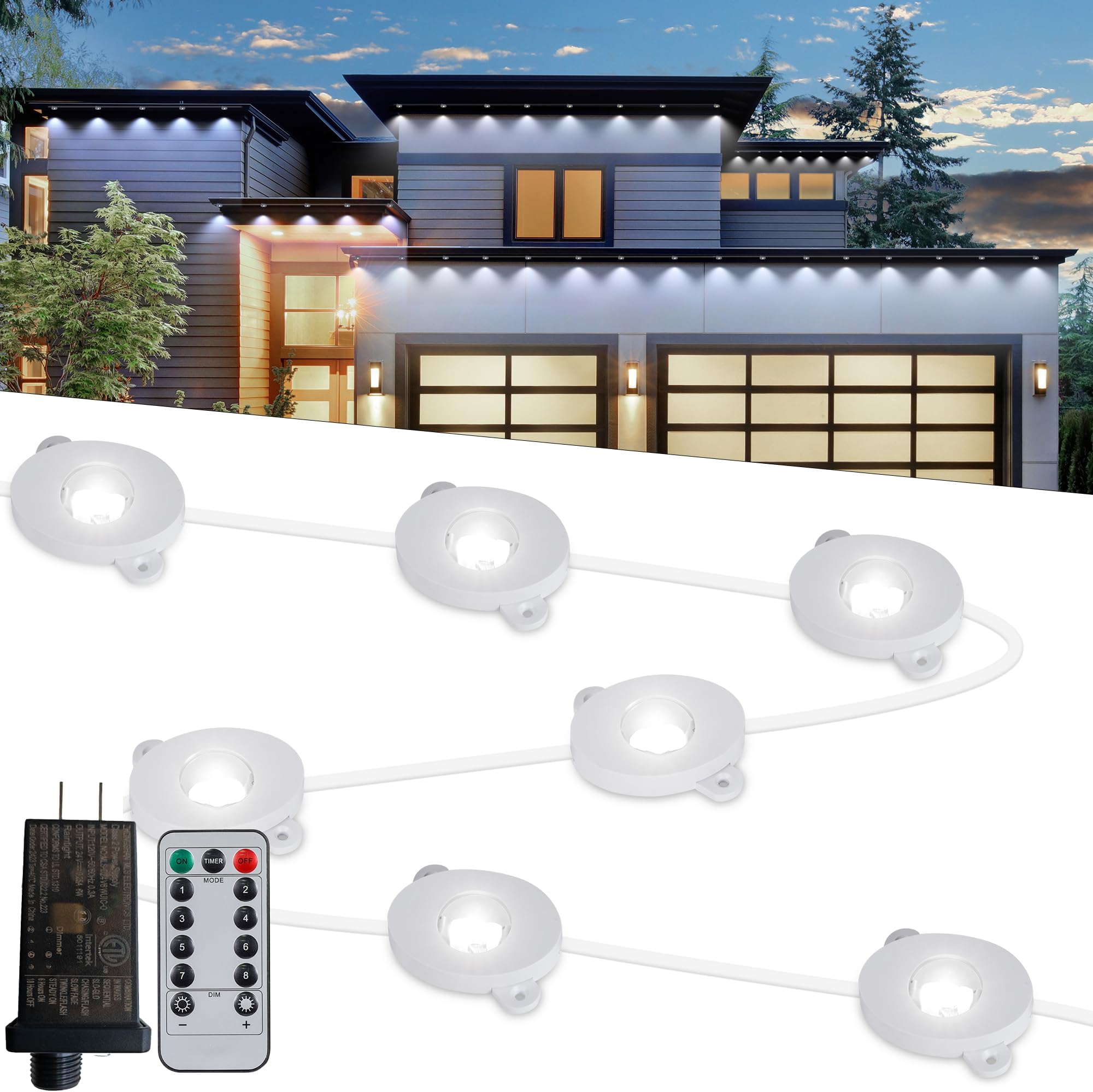 MERRIMAX M Permanent Outdoor Lights,50ft 36LED Eaves Lights with Remote ...