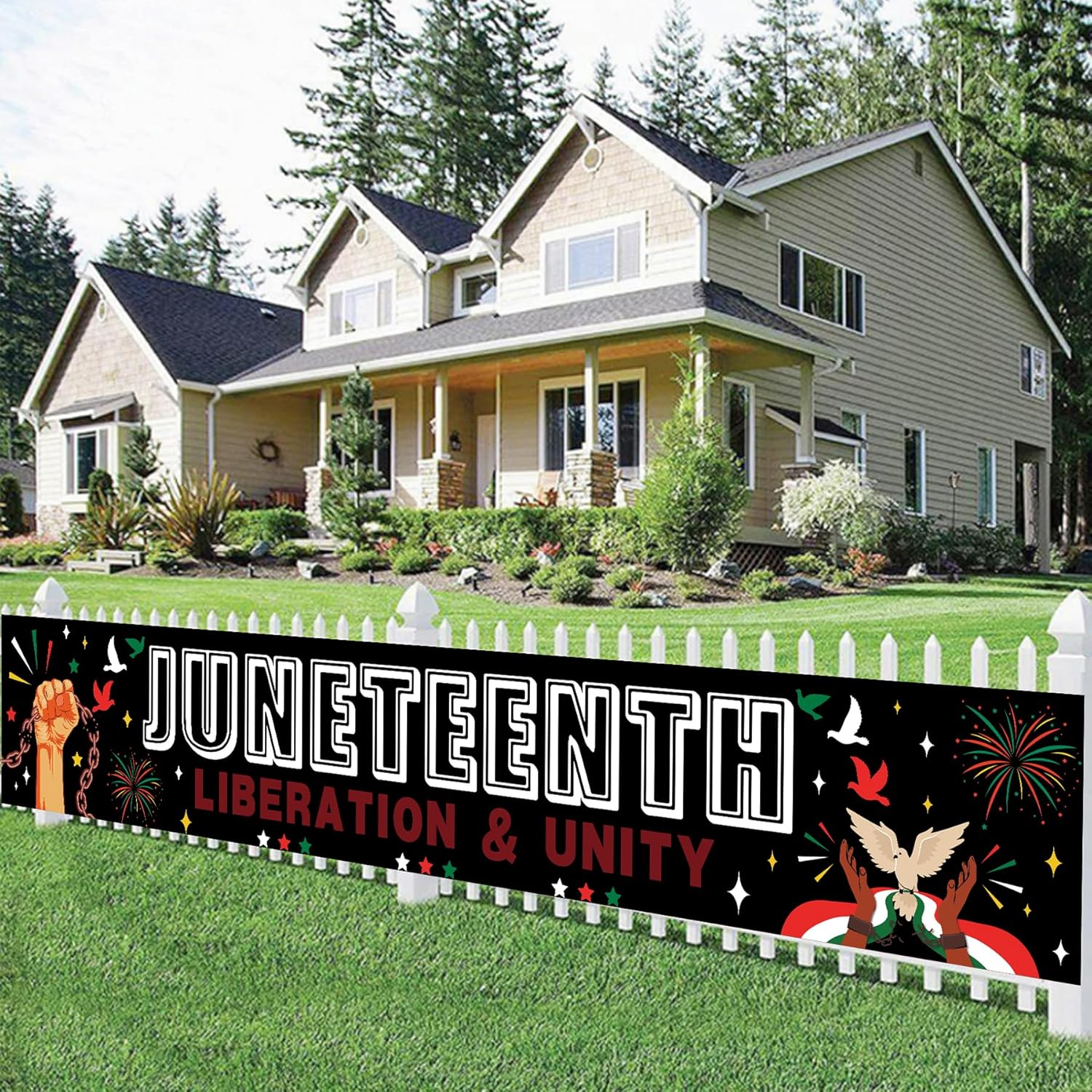 Amazon.com: Juneteenth Banner Decorations – 118" x 19" Happy Juneteenth ...