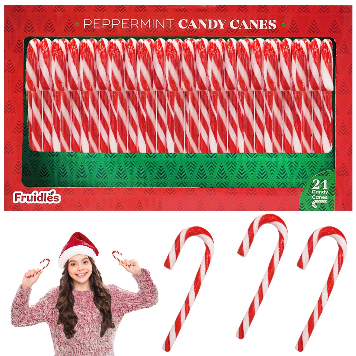 Amazon.com : Fruidles Christmas Candy Canes Suckers, Peppermint Flavor ...