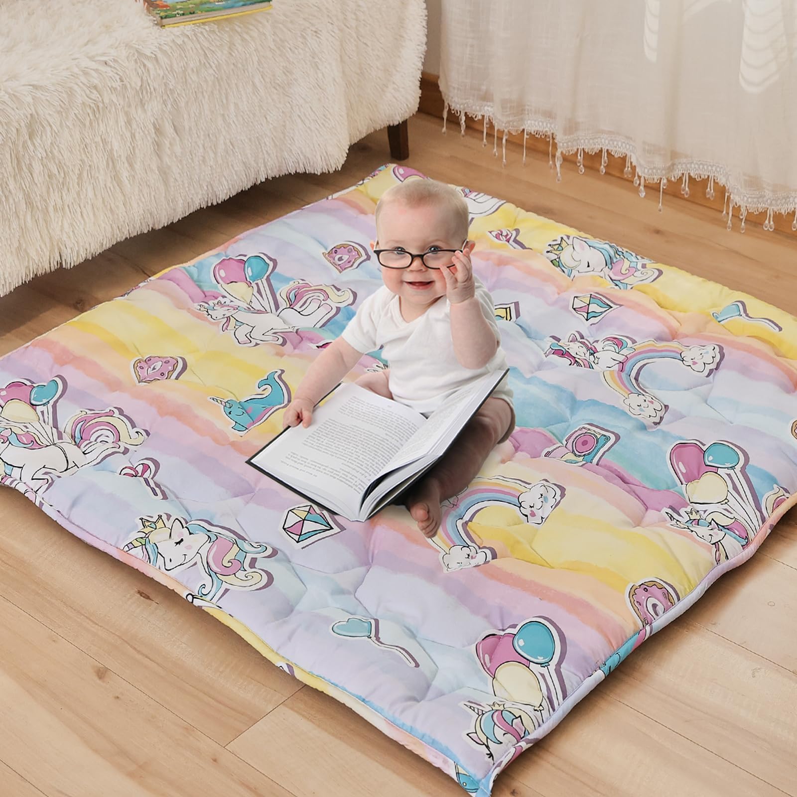 Amazon.com : Premium Baby Play Mat 47" X 47", Thicken Foam One-Piece ...