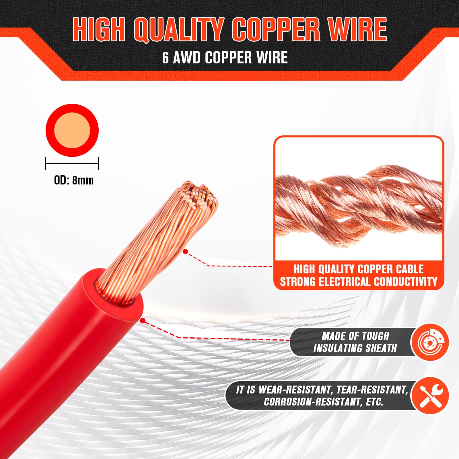 Temco Wire TEMCo 15 Ft Red 2 Gauge AWG Flexible Welding & Battery Cable ...
