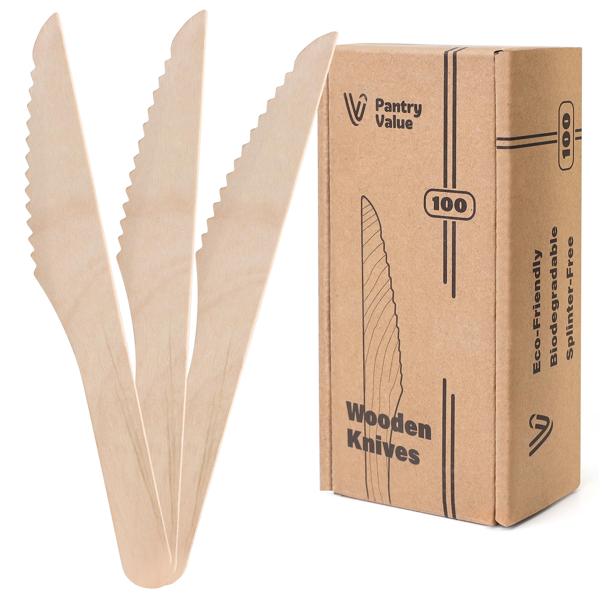 Amazon.com: Pantry Value [100 Count] Wooden Disposable Knives, Splinter ...