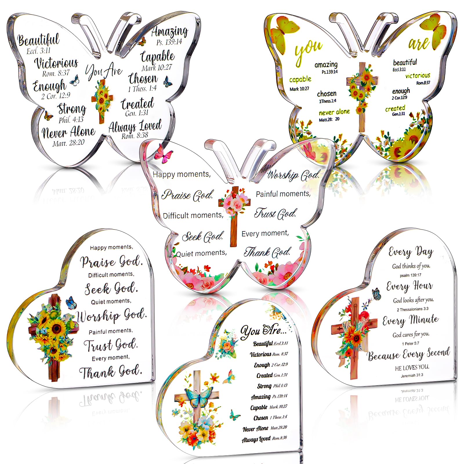 Amazon.com: 6 Pcs Acrylic Christian Gifts Bible Verses Religious Decor ...