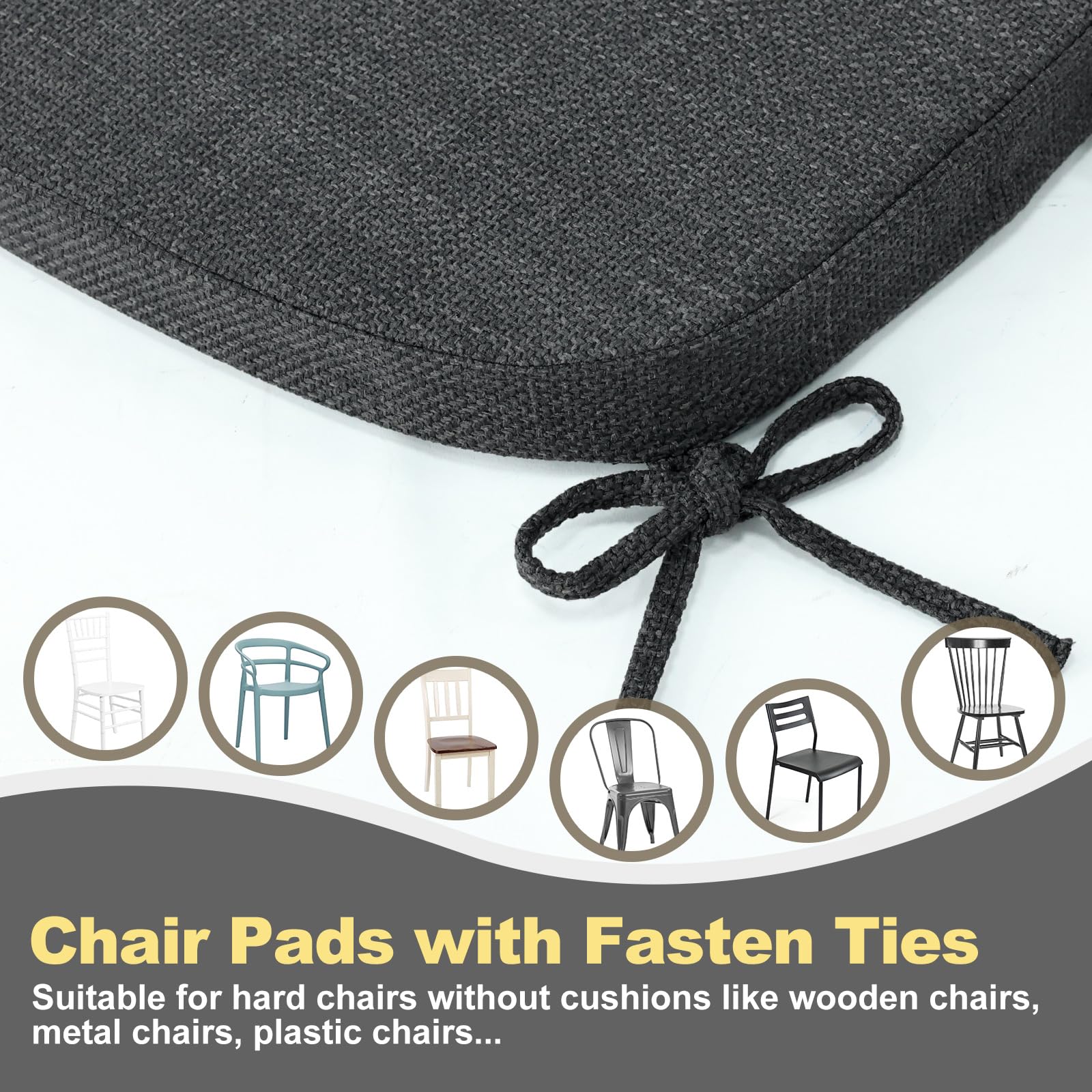 HAVARGO Chair Pads Kitchen Chair Cushions 17"X16" High Resilient Foam ...