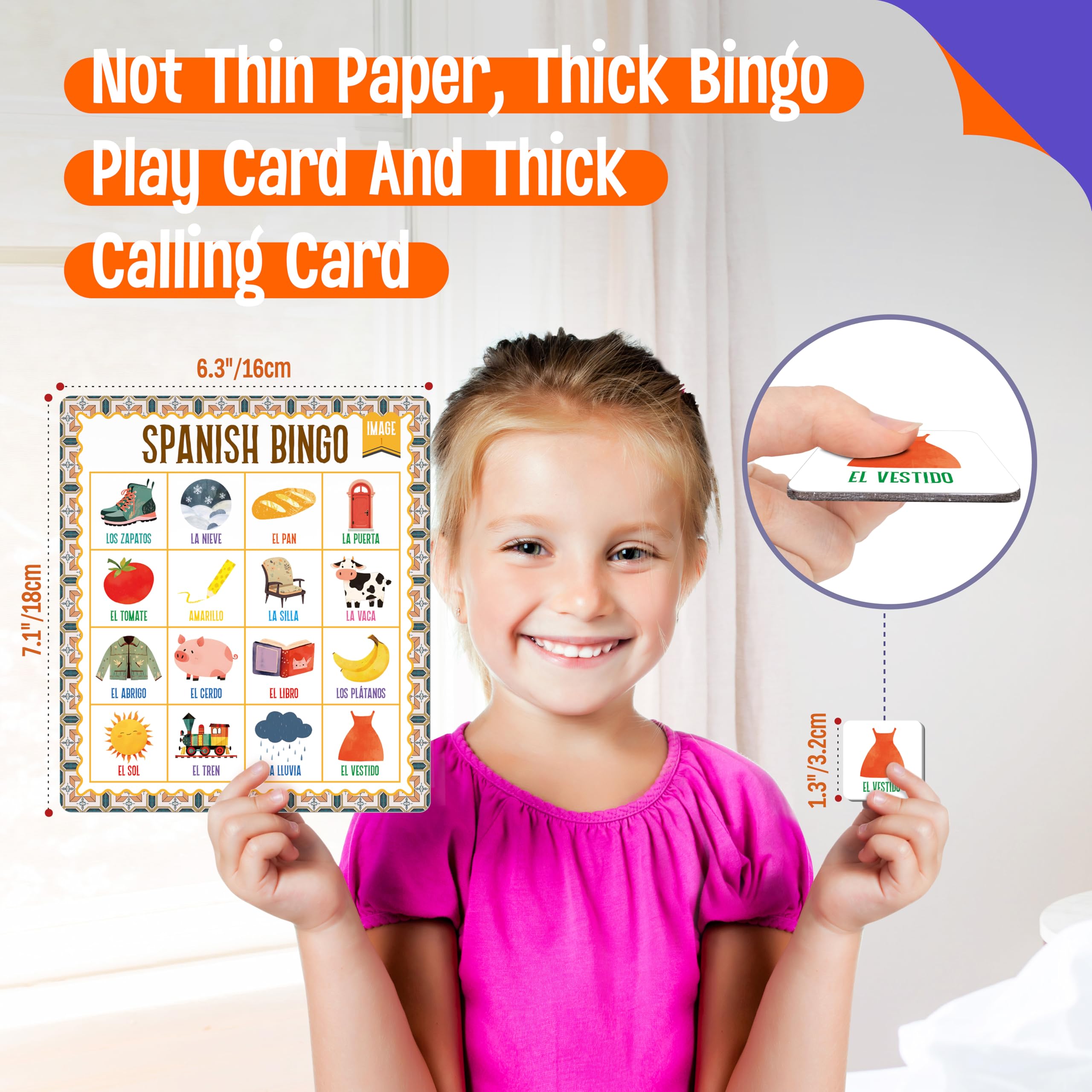 Spanish Bilingual Bingo Game – Educational Vocabulary Learning Toys for ...